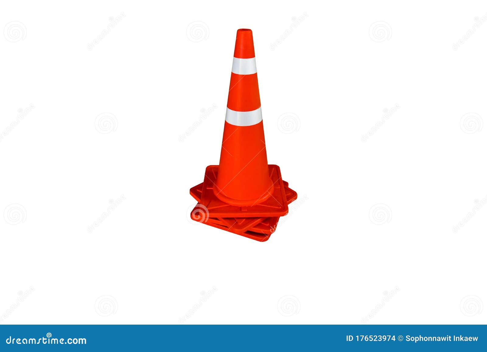Isolated Red and White Traffic Cone Stock Photo - Image of clipping ...