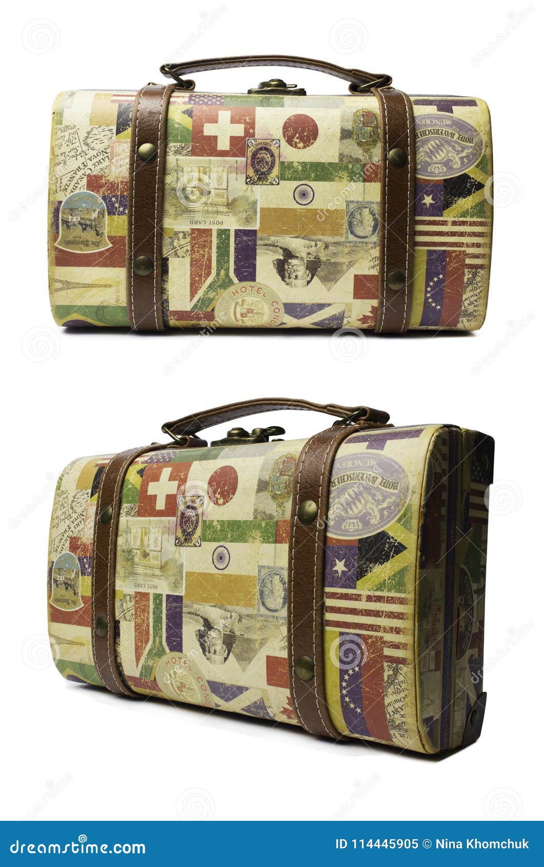 Isolated Retro Suitcase for Travelling Editorial Image - Image of brown ...