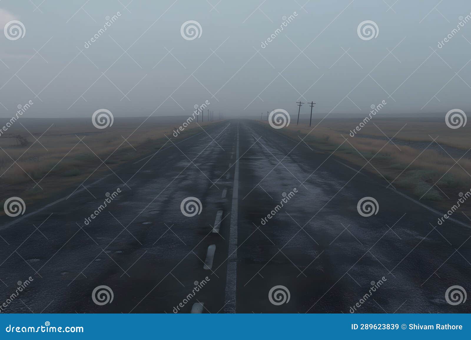 An Isolated Road Stretching into the Distance in a Remote and Desolate ...