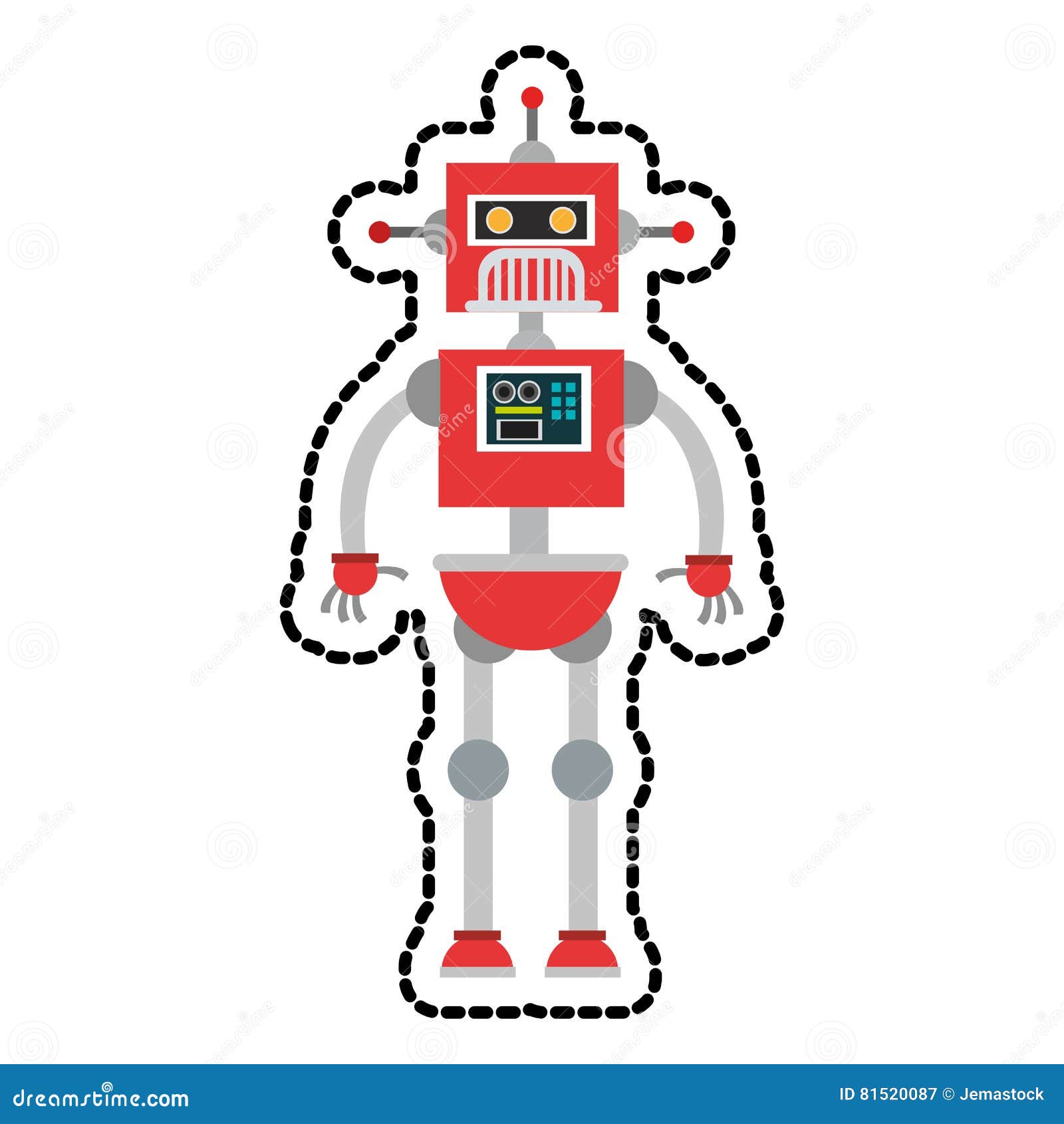 Isolated Robot Cartoon Design Stock Vector - Illustration of cheerful ...