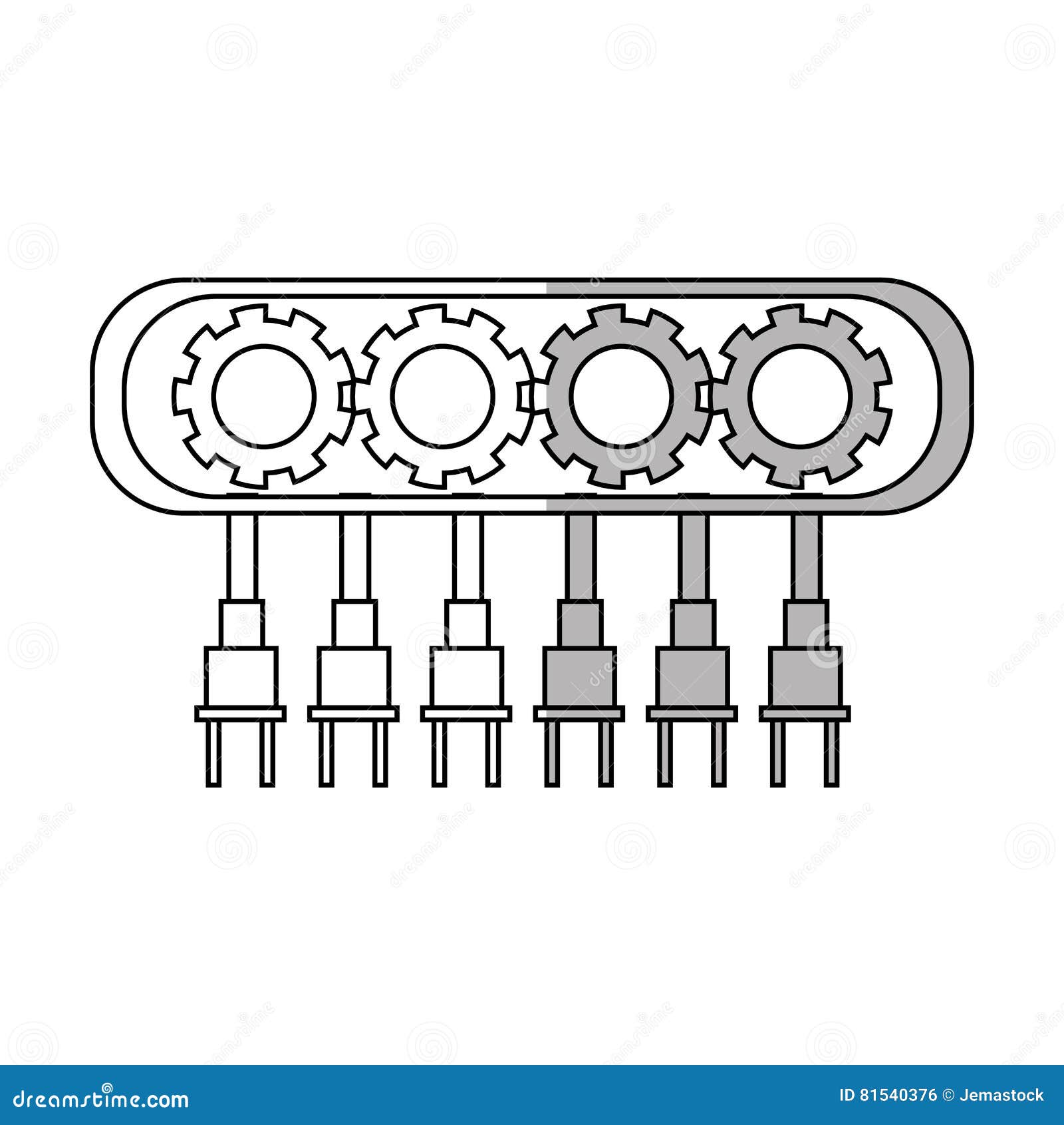 Robot With Gears Cartoon Vector | CartoonDealer.com #96868589