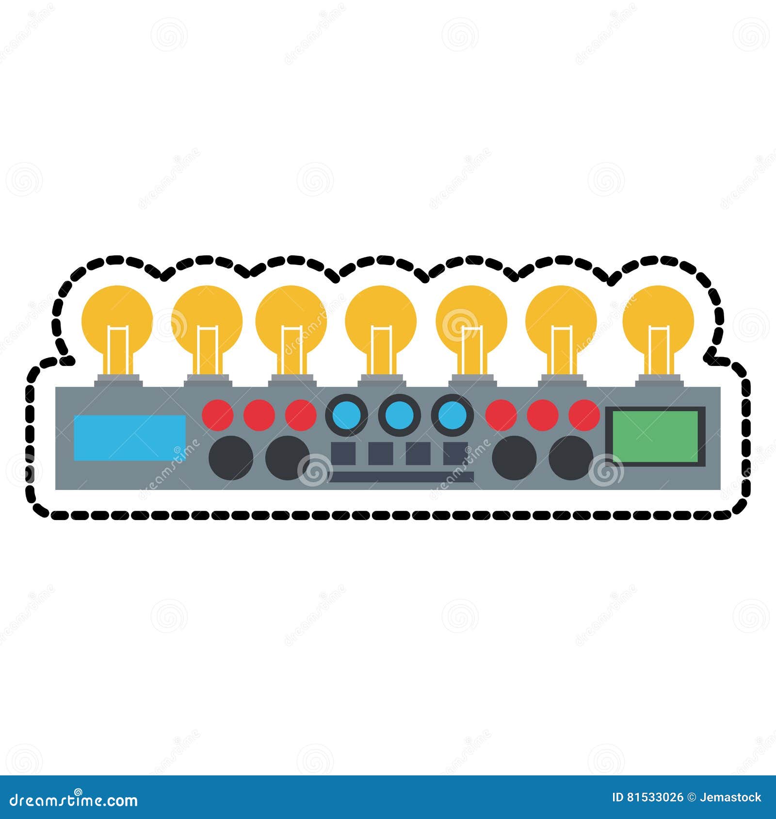 Isolated Robot with Light Bulb Design Stock Vector - Illustration of ...