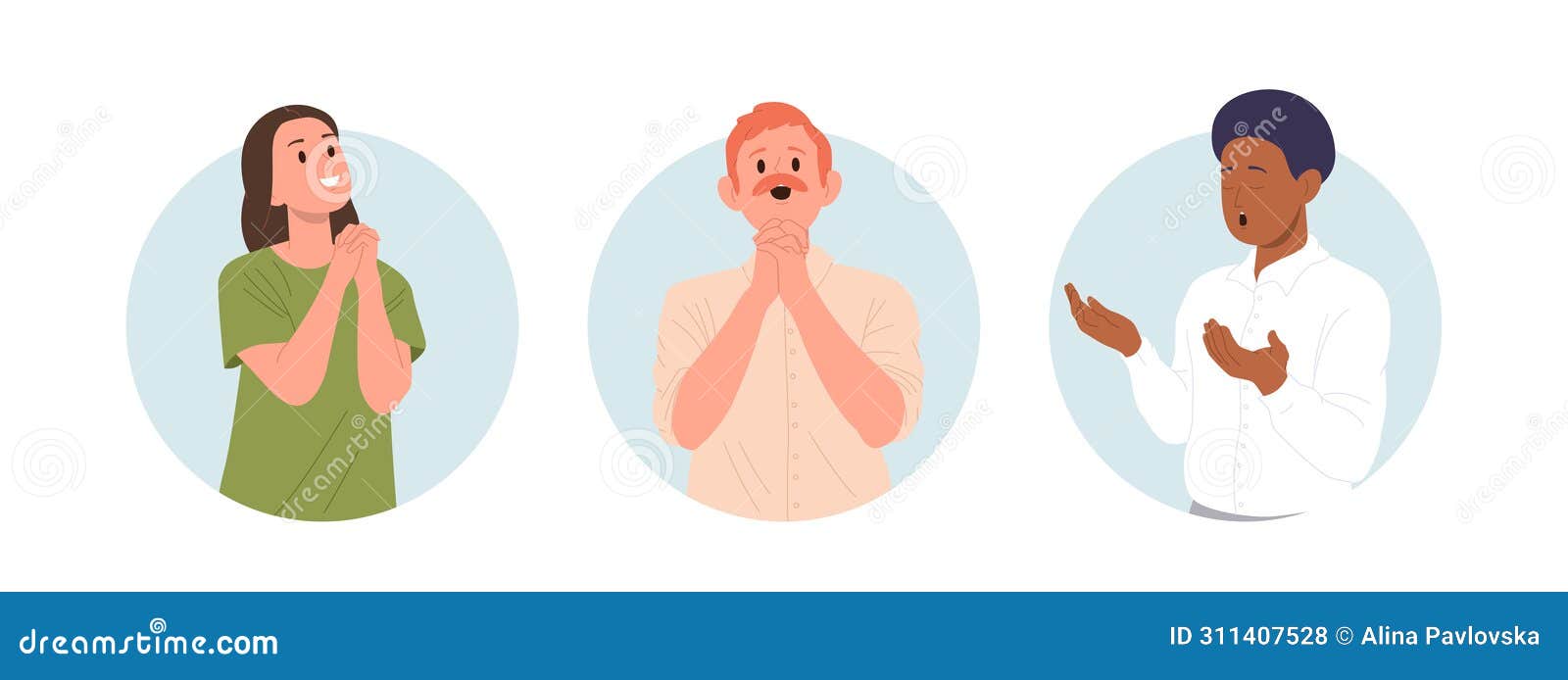 Isolated Round Composition Set with Happy People Cartoon Characters ...