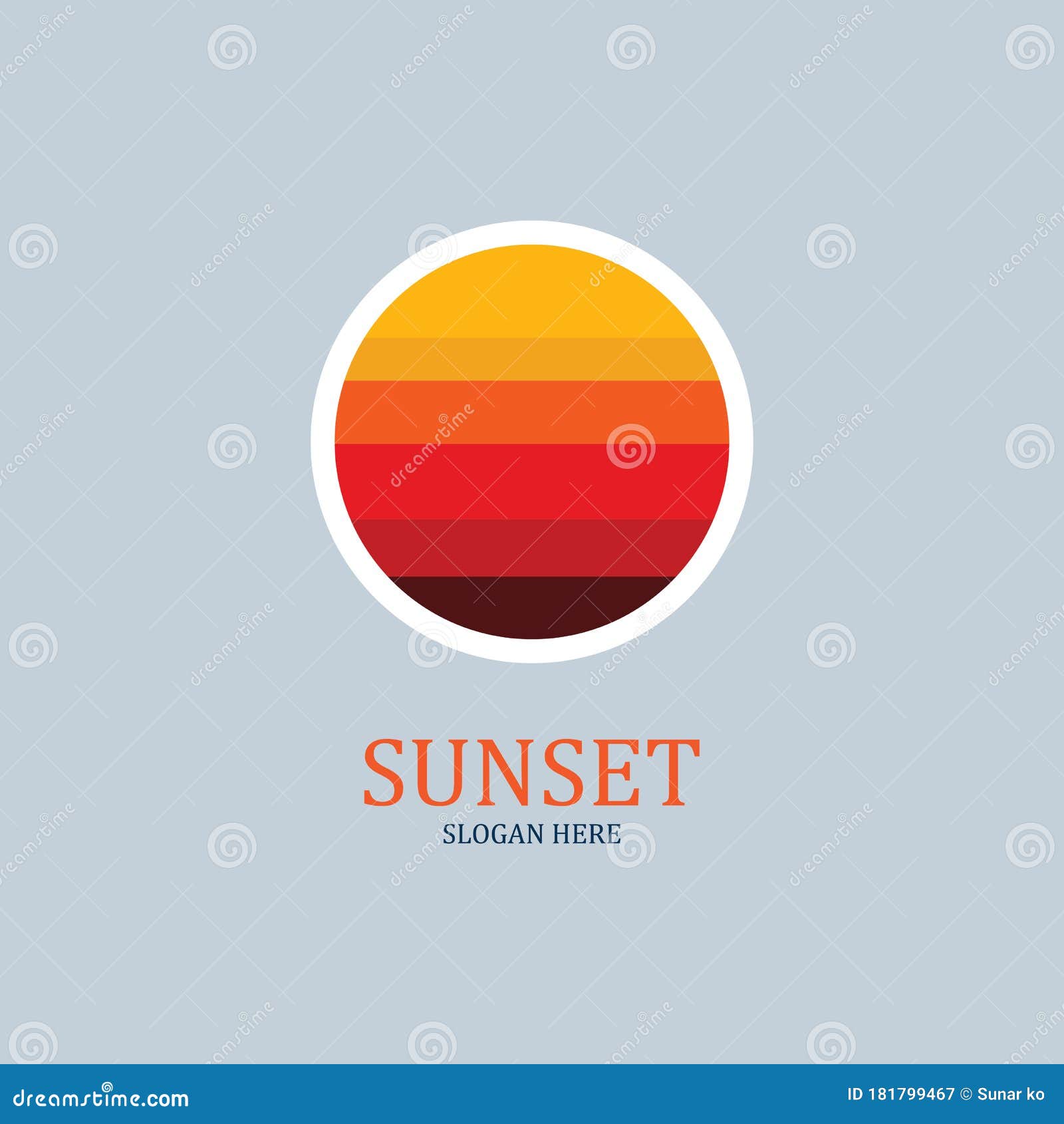Isolated Round Shape Sunset Vector Logo Stock Vector - Illustration of ...