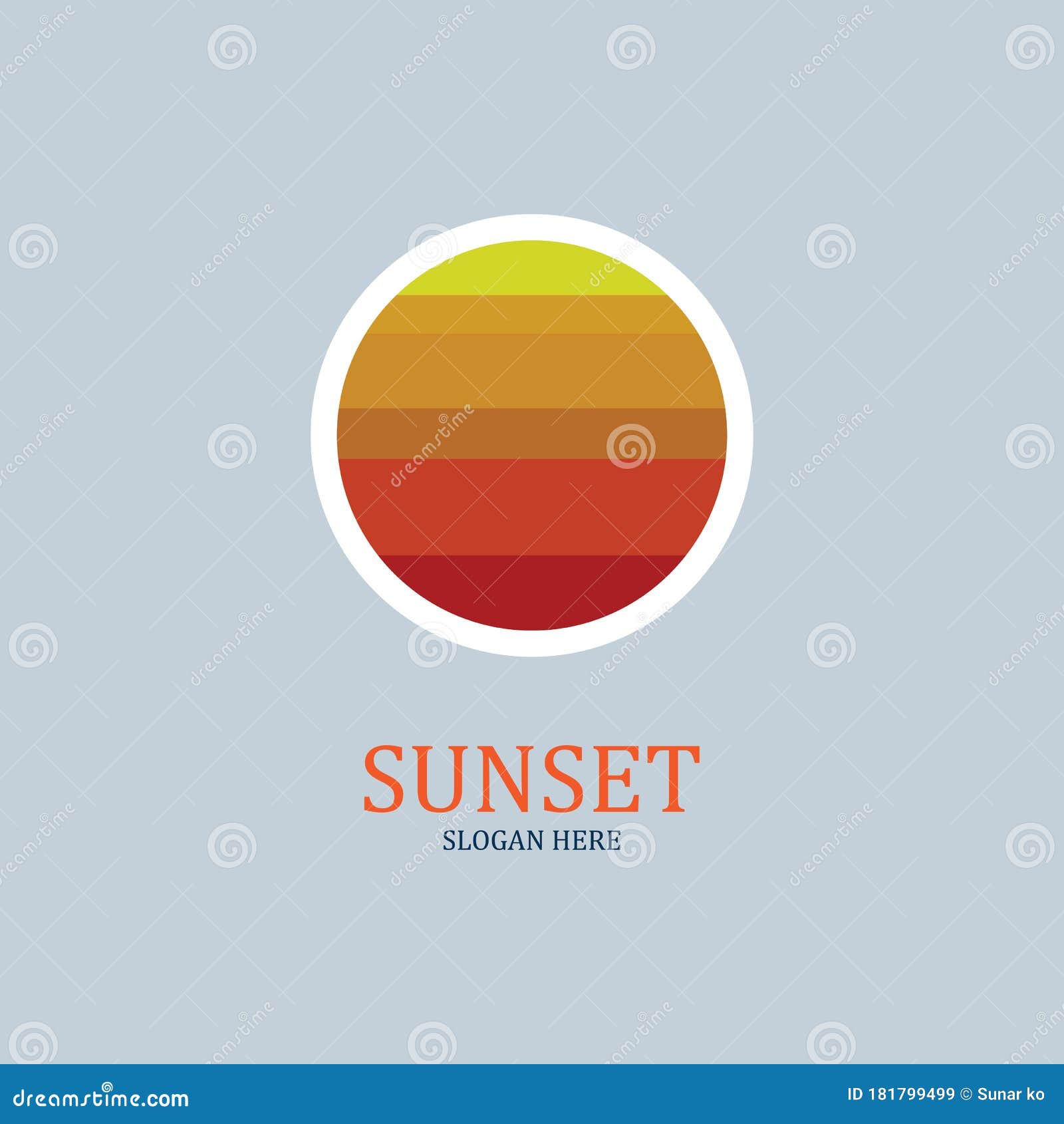 Isolated Round Shape Sunset Vector Logo Stock Vector - Illustration of ...