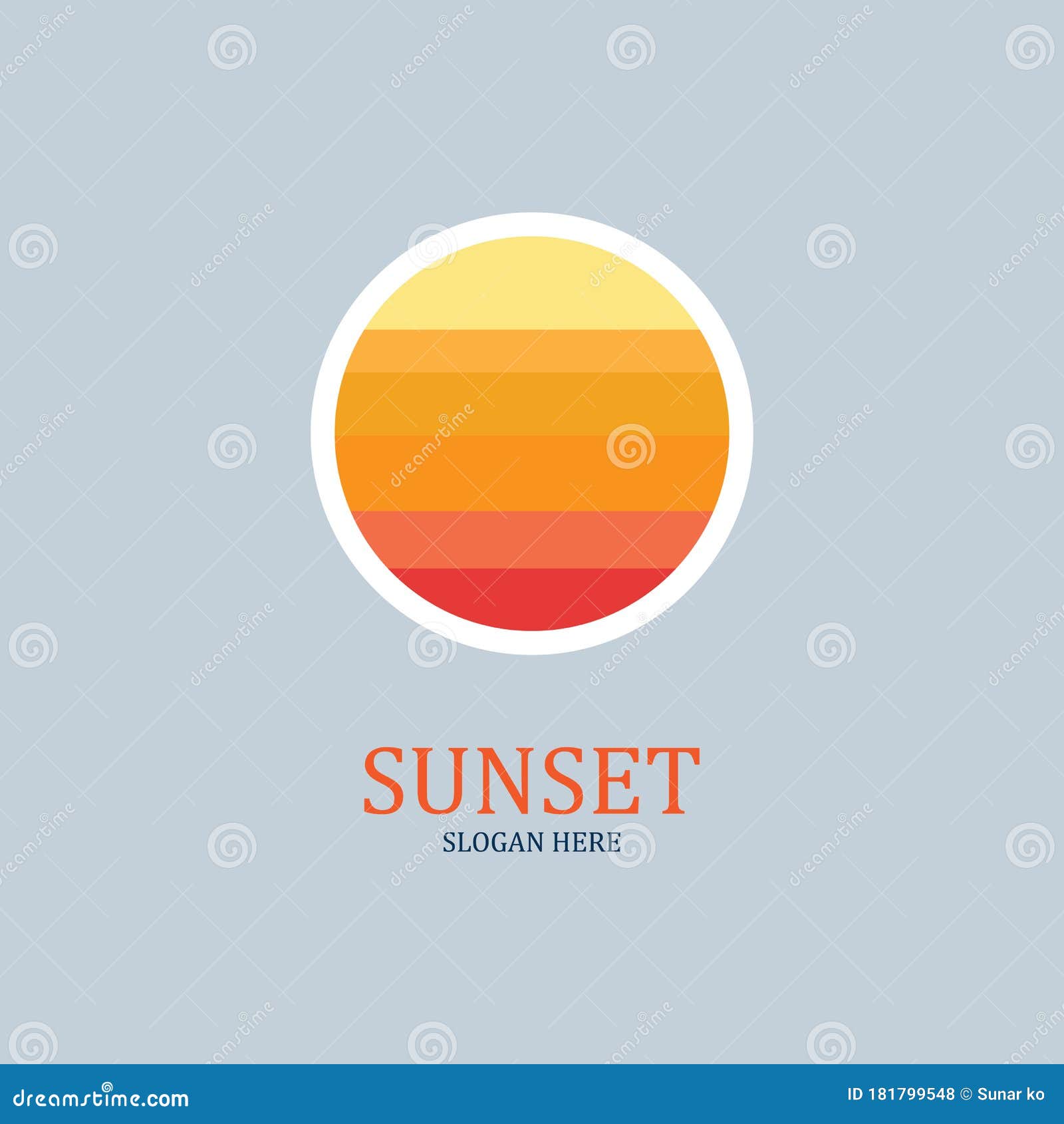Isolated Round Shape Sunset Vector Logo Stock Vector - Illustration of ...