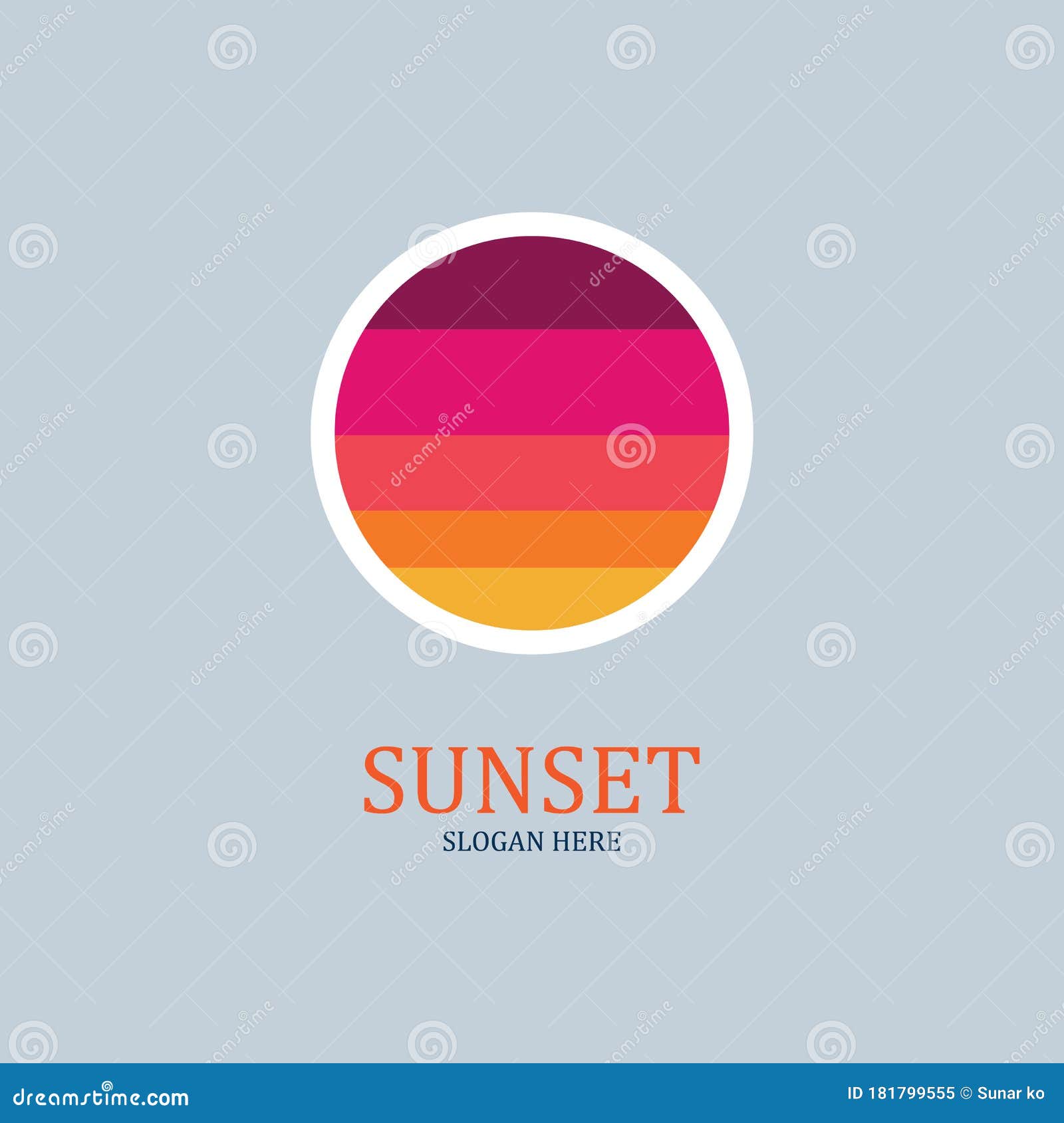 Isolated Round Shape Sunset Vector Logo Stock Vector - Illustration of ...