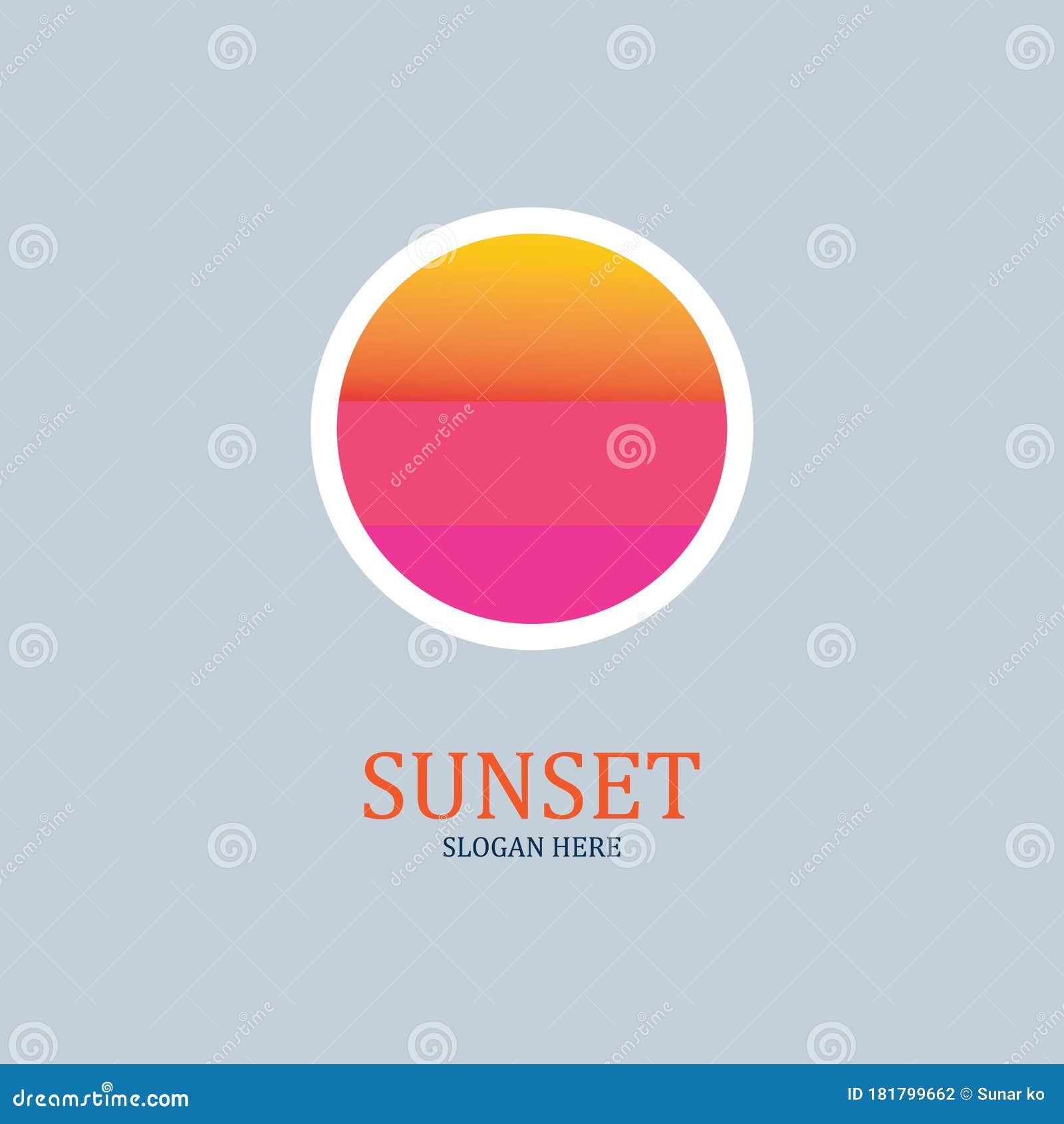 Isolated Round Shape Sunset Vector Logo Stock Vector - Illustration of ...