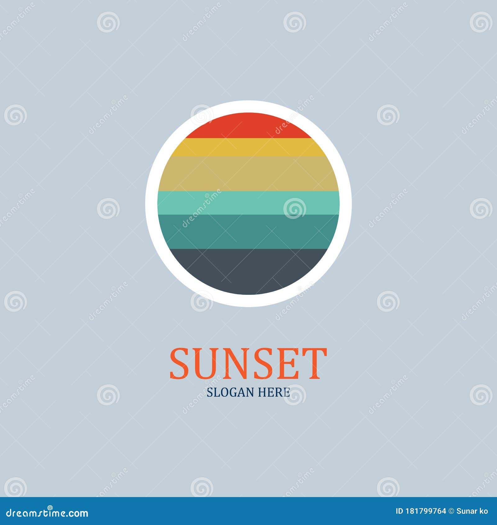 Isolated Round Shape Sunset Vector Logo Stock Vector - Illustration of ...