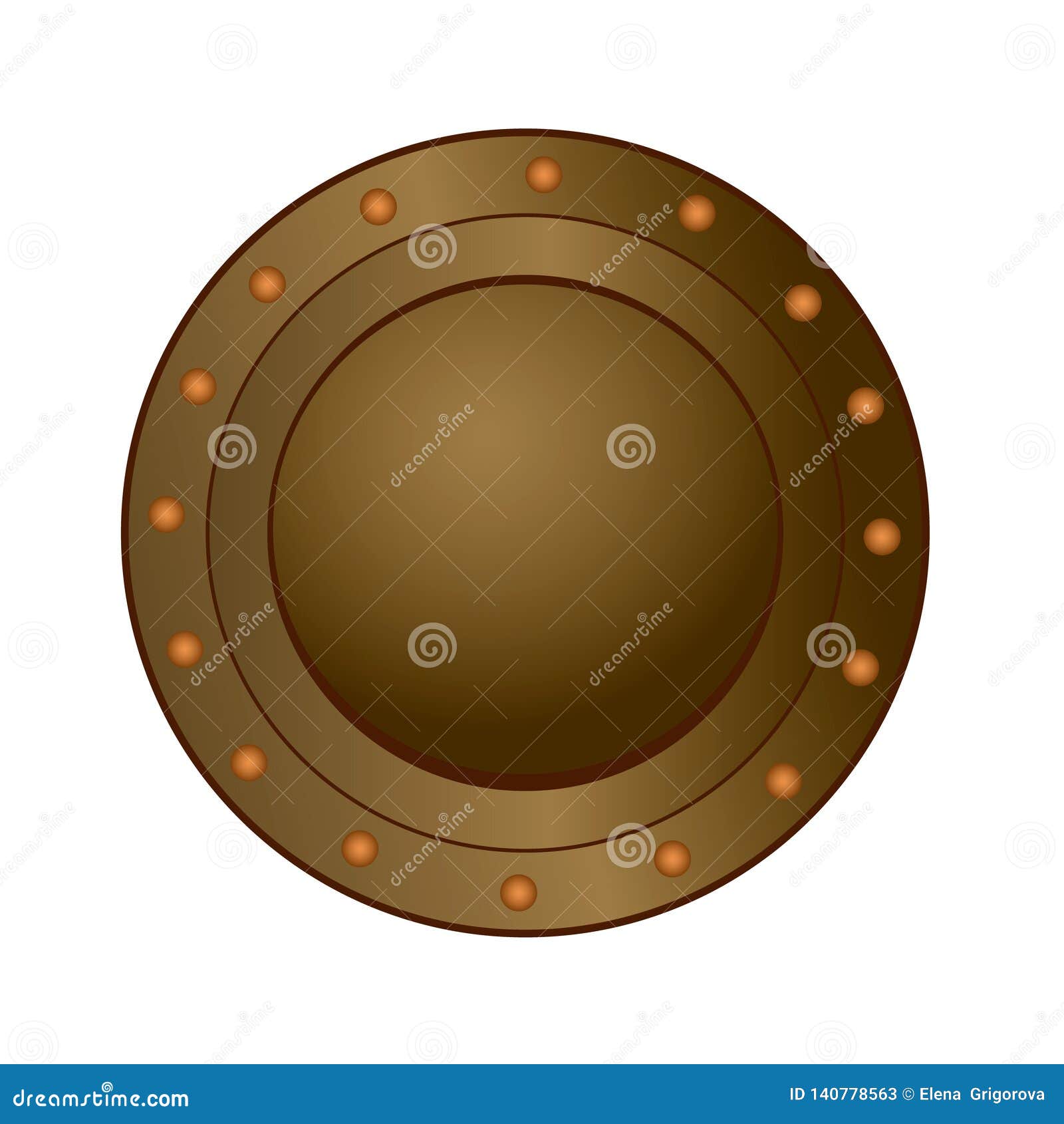 Isolated Round Shield on White Background. Vector Illustration of a ...