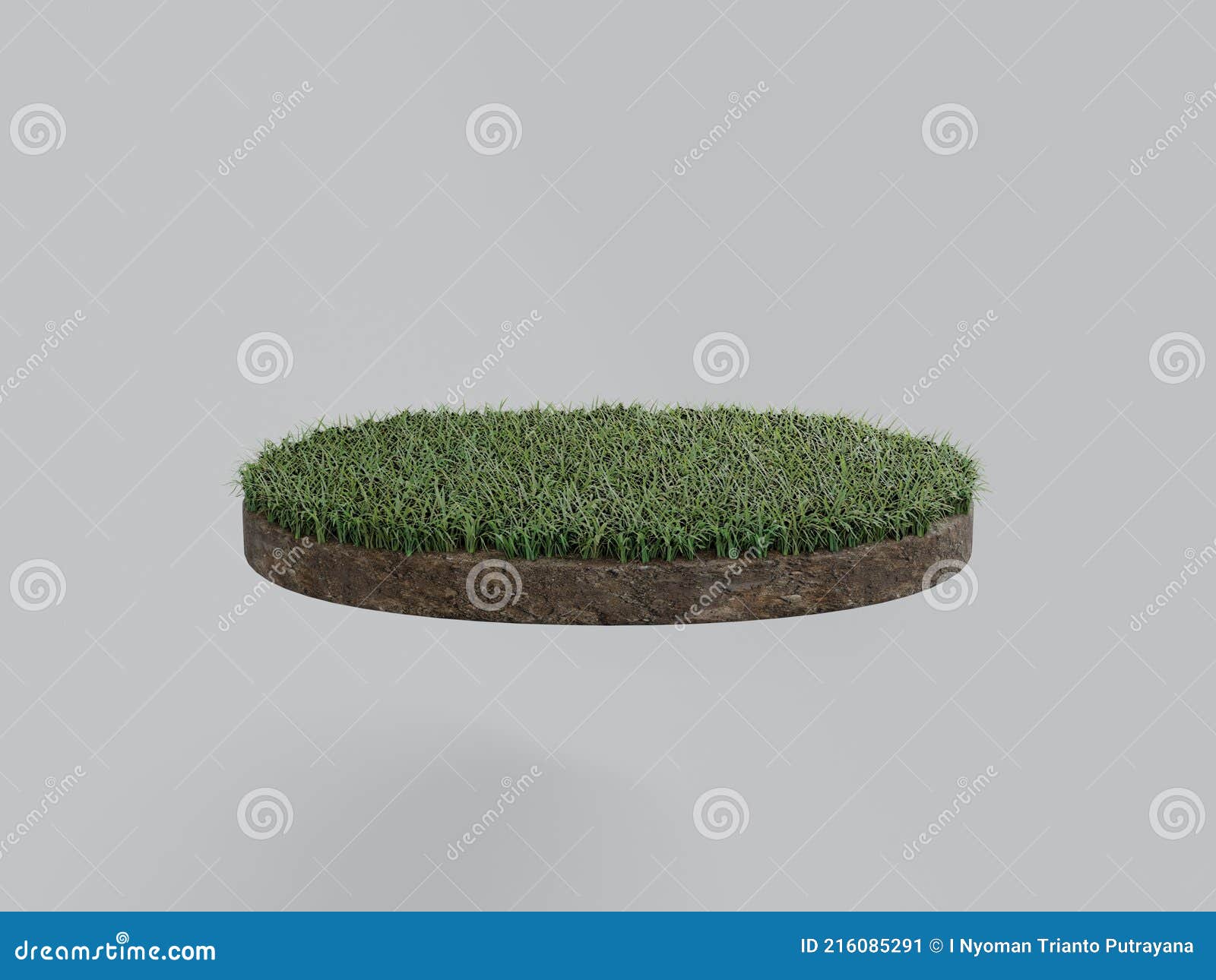 Isolated Round Soil Ground Cross Section with Grass Stock Illustration ...