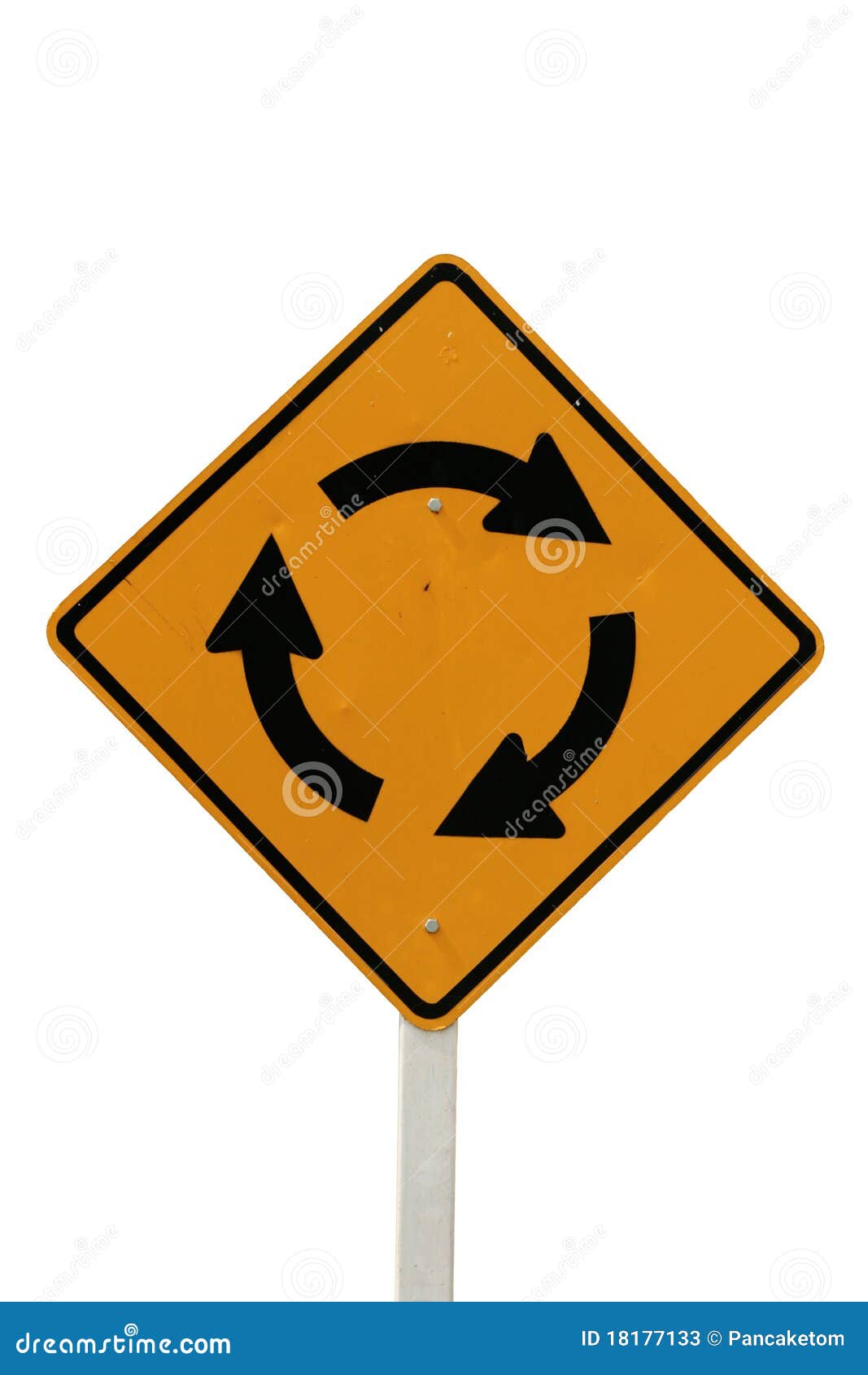 Isolated Roundabout Road Sign Stock Image - Image of black, white: 18177133