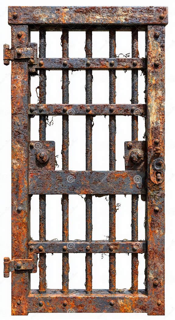 Isolated Rusty Jail Bars Against a Plain White Backdrop. Stock Photo ...