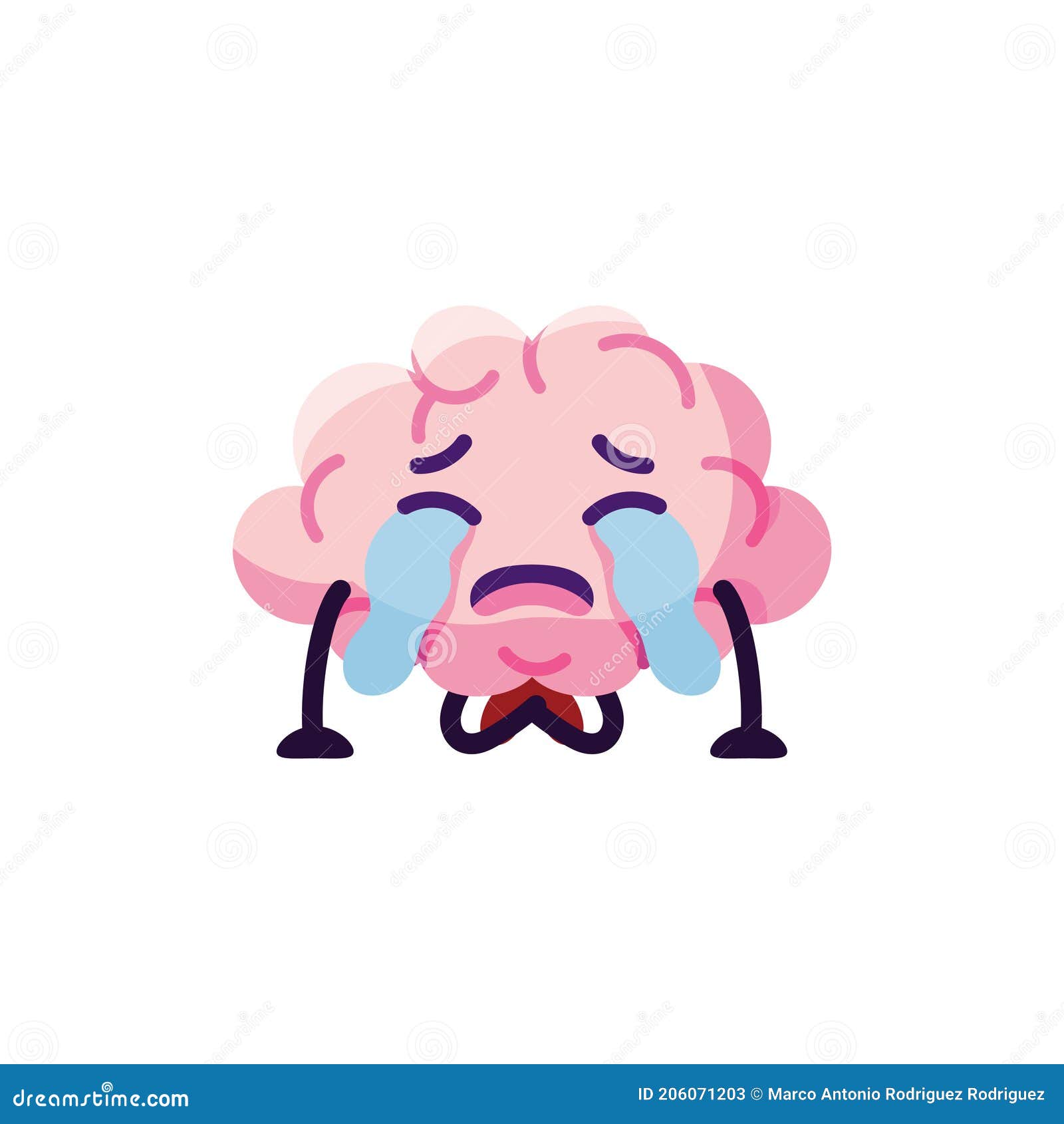 Isolated sad brain cartoon stock vector. Illustration of cartoon ...