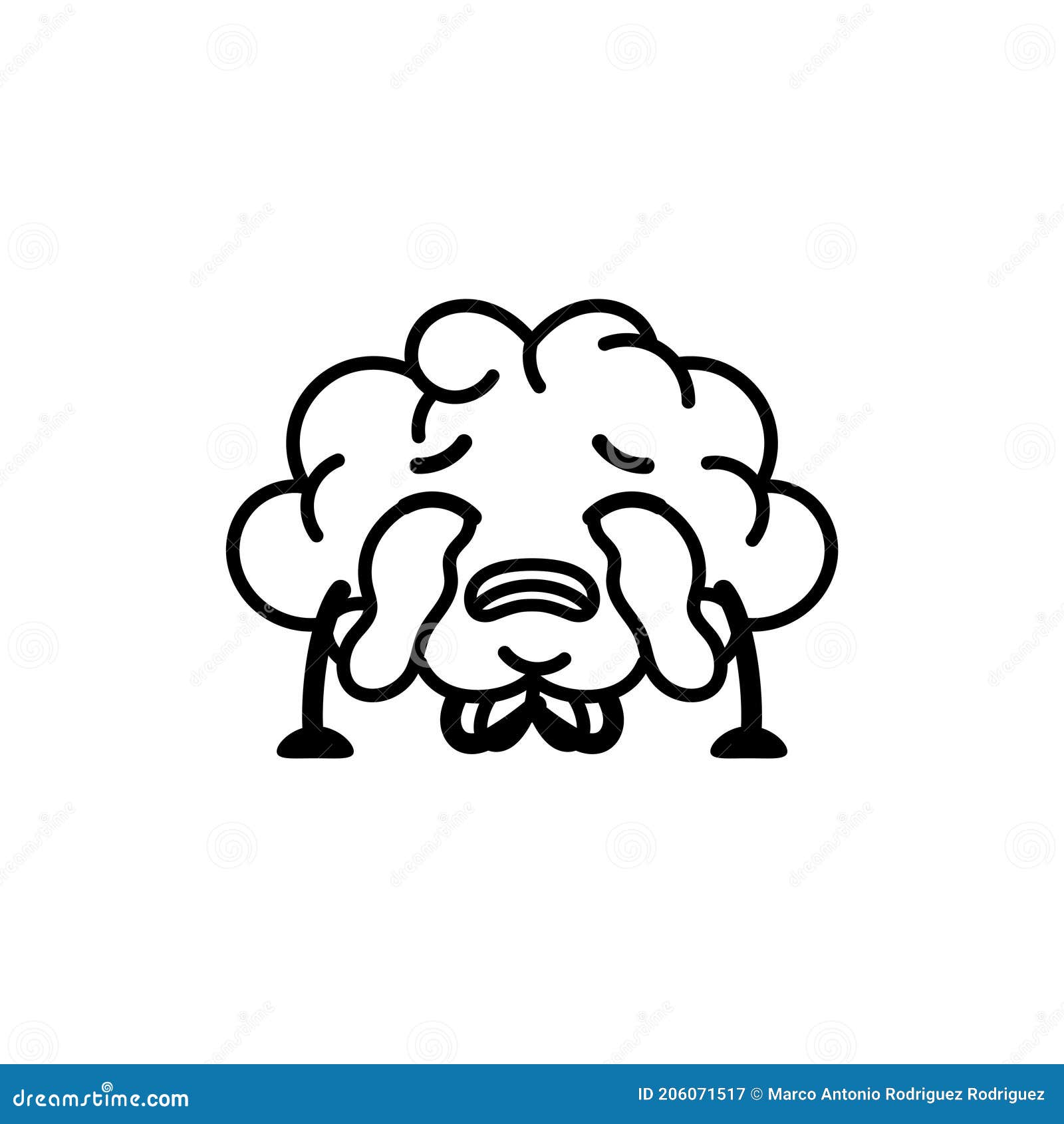 Isolated sad brain cartoon stock vector. Illustration of creative ...
