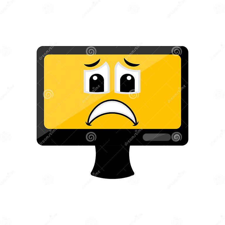 Isolated Sad Computer Screen Emote Stock Vector - Illustration of ...