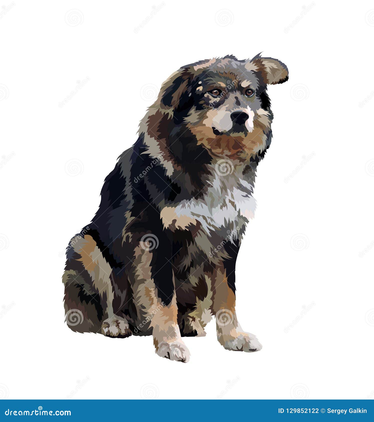 Isolated sad dog stock vector. Illustration of white - 129852122