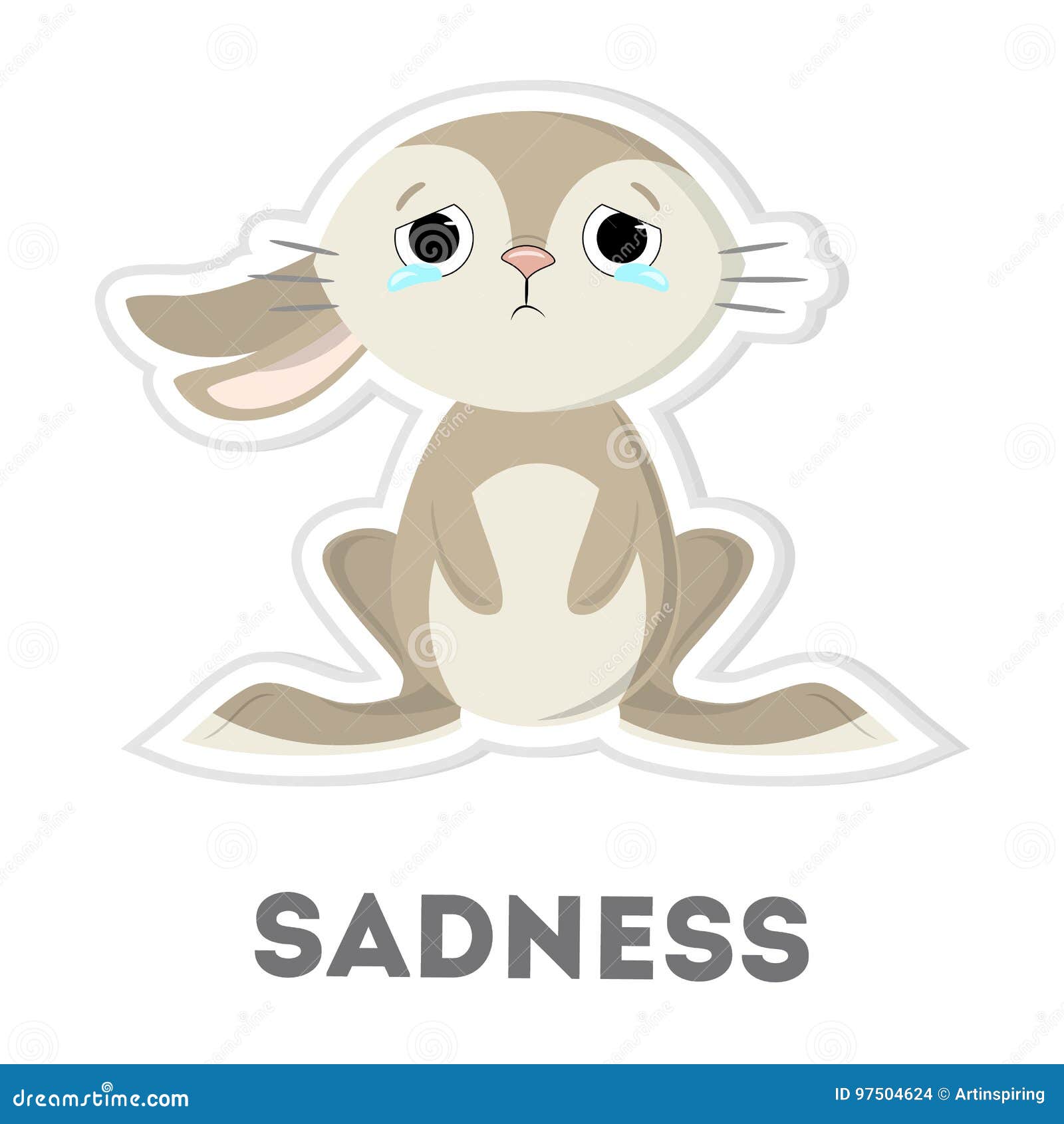 Isolated sad rabbit. stock vector. Illustration of seasonal - 97504624