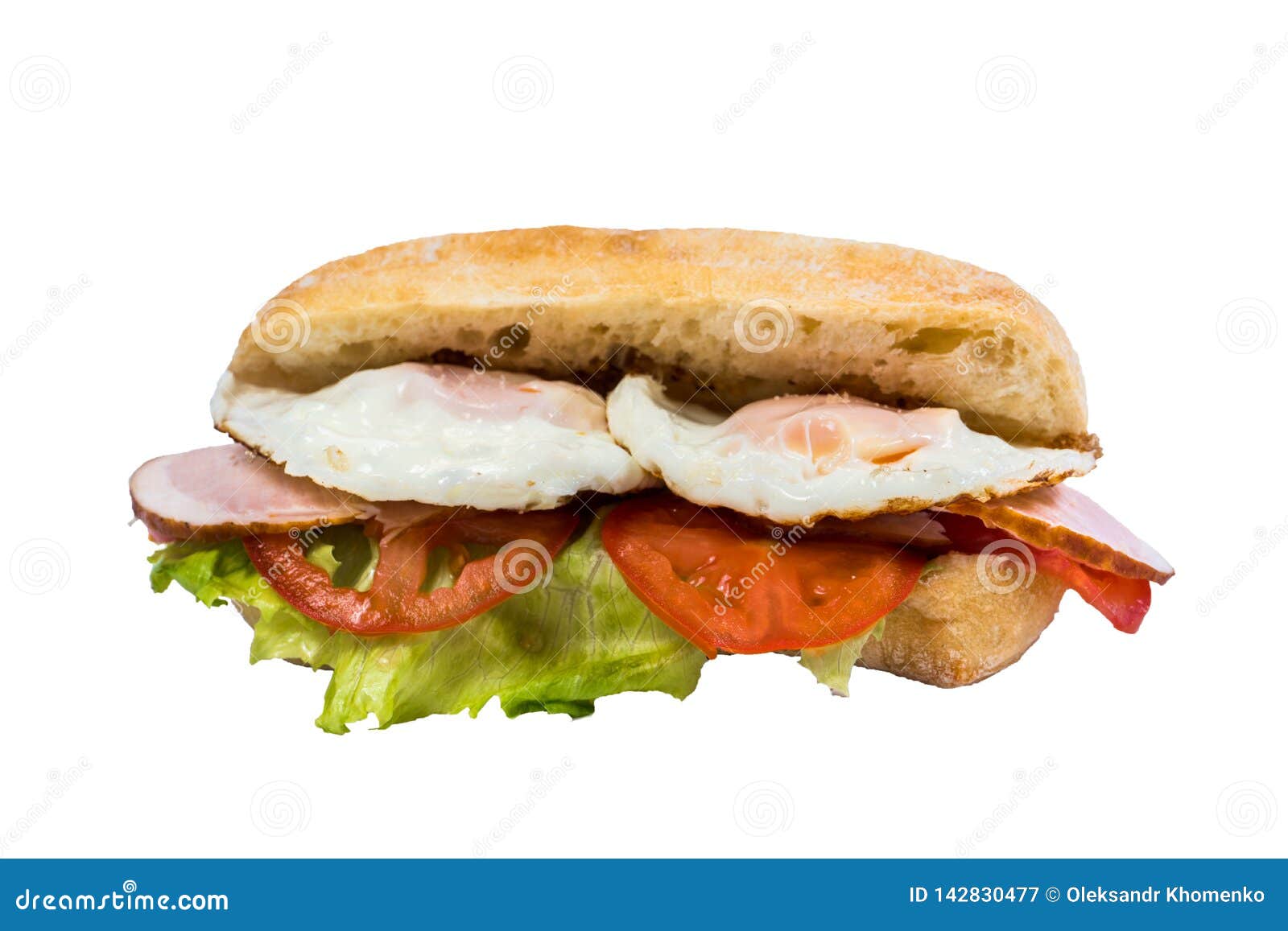 Isolated Sandwich Fried Egg, Bacon, Fresh Vegetables Stock Image ...