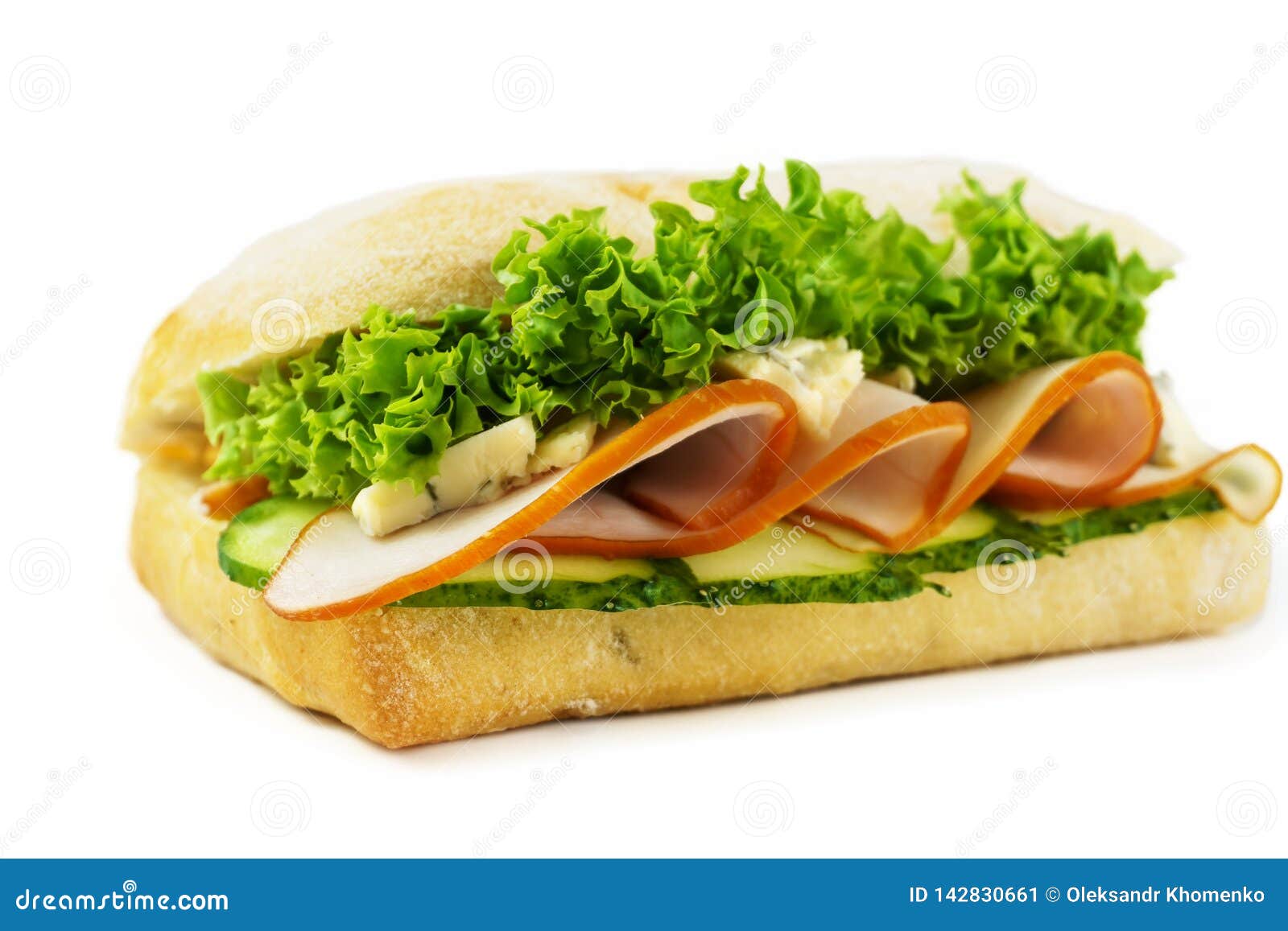 Sandwich Fresh Lettuce, Cucumber and Ham View from Above Stock Image ...