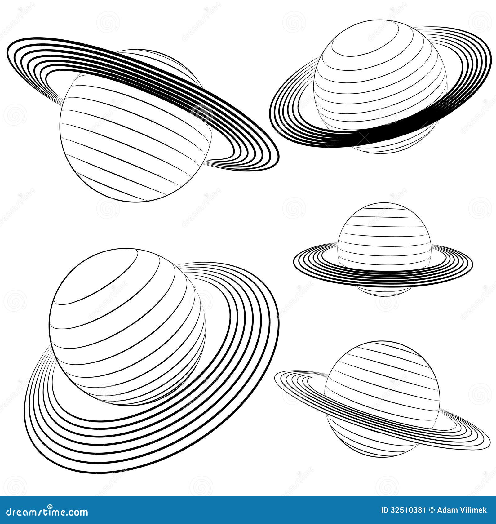 Planet Line Icons. Solar System Cosmos Planets With Earth Moon Jupiter ...