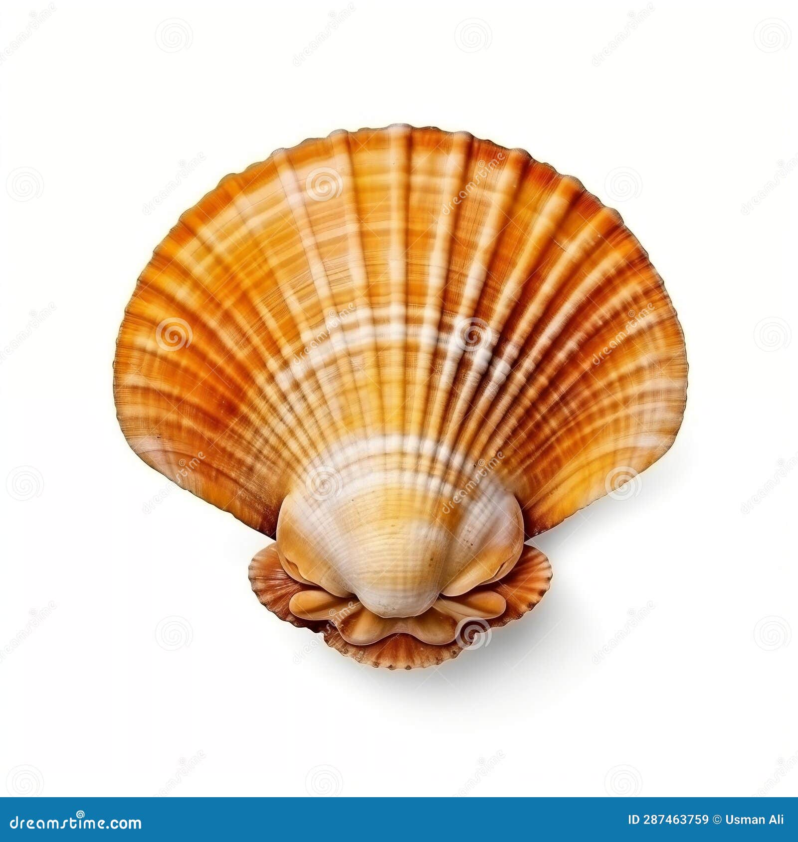 Isolated Scallop Shell on White Background. AI Stock Image - Image of ...