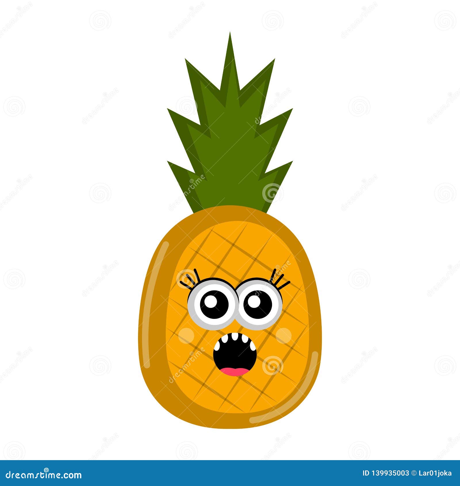 Isolated Scared Pineapple Cartoon Stock Vector - Illustration of face ...