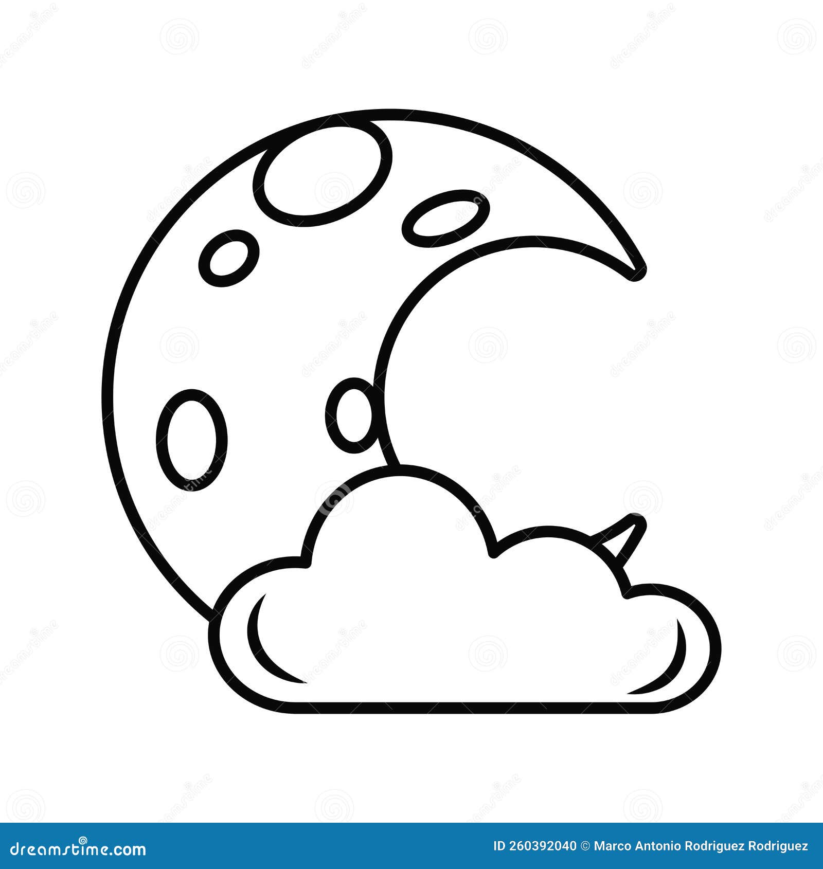 Isolated Scary Moon with a Cloud Vector Stock Vector - Illustration of ...