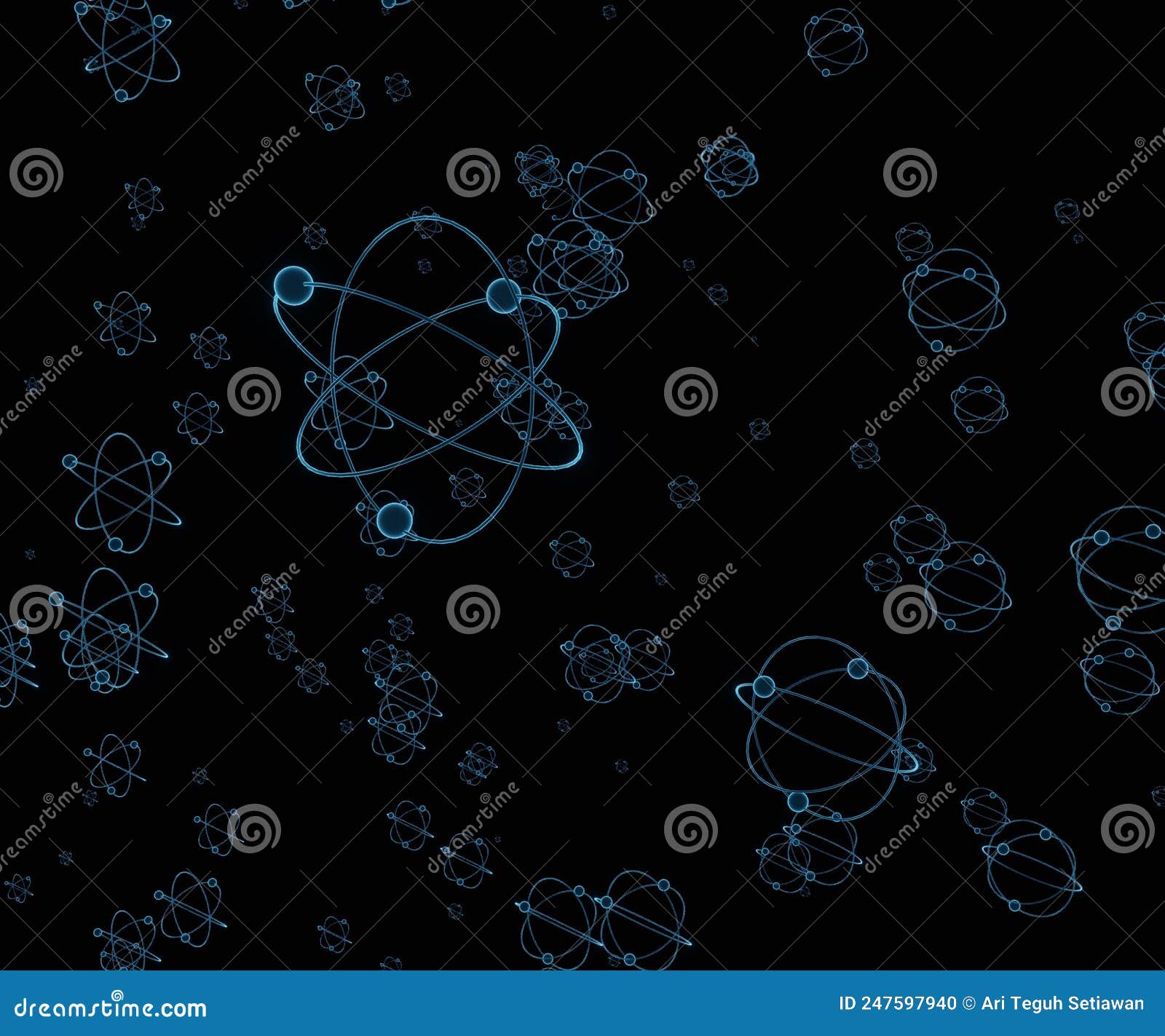 Isolated Scattered Atom Molecules on the Black Background Stock ...