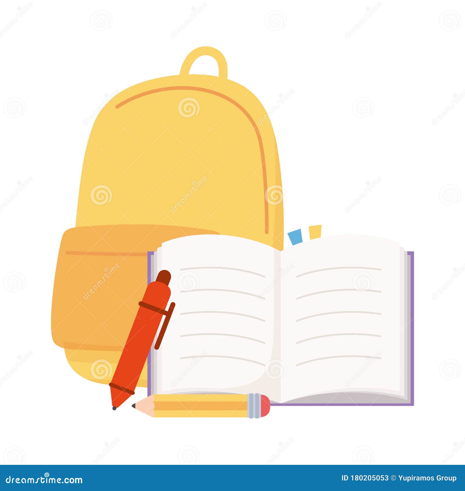 Isolated School Bag Book Pencil and Pen Vector Design Stock Vector ...