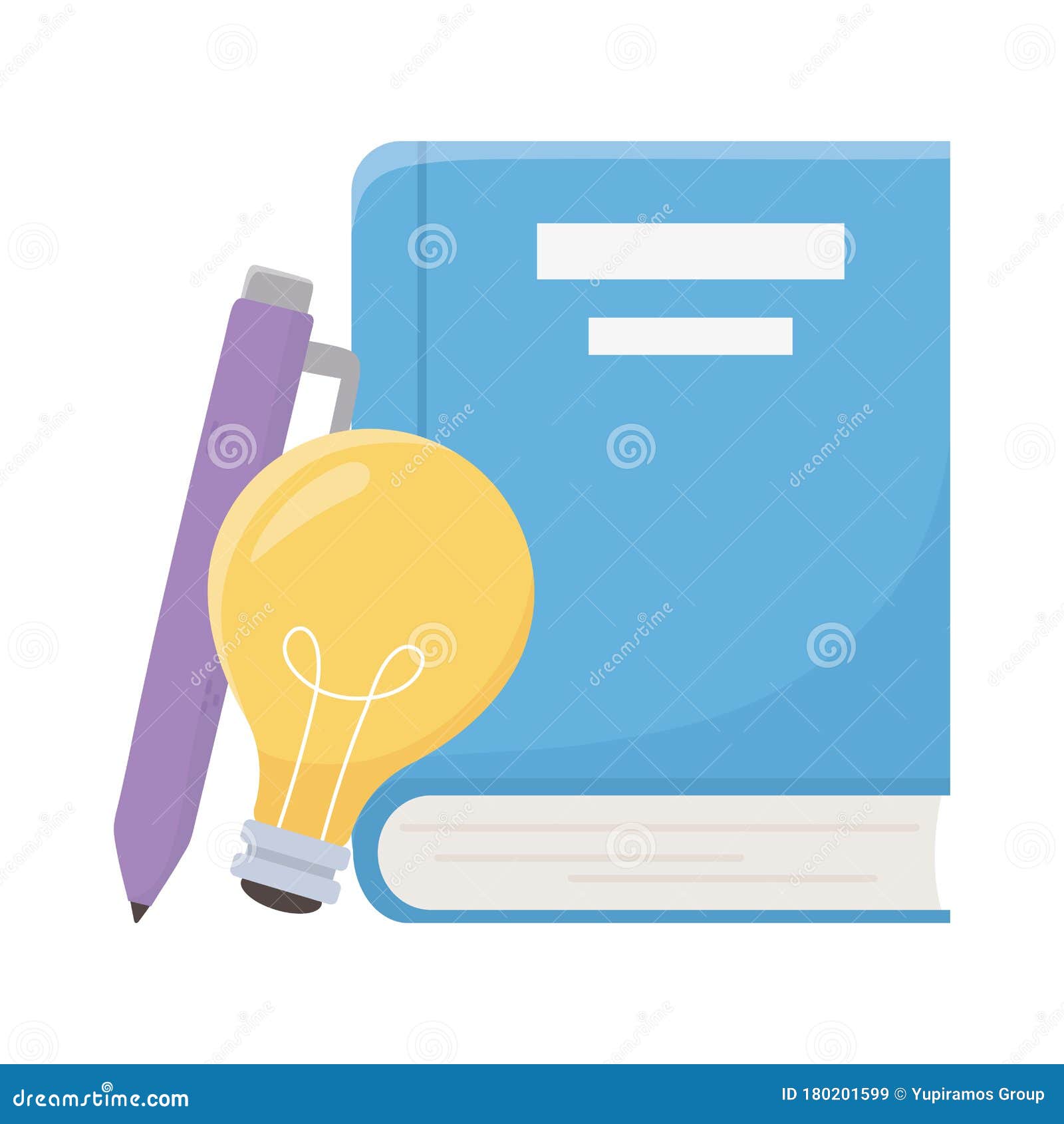 Isolated School Book Pen and Light Bulb Vector Design Stock Vector ...