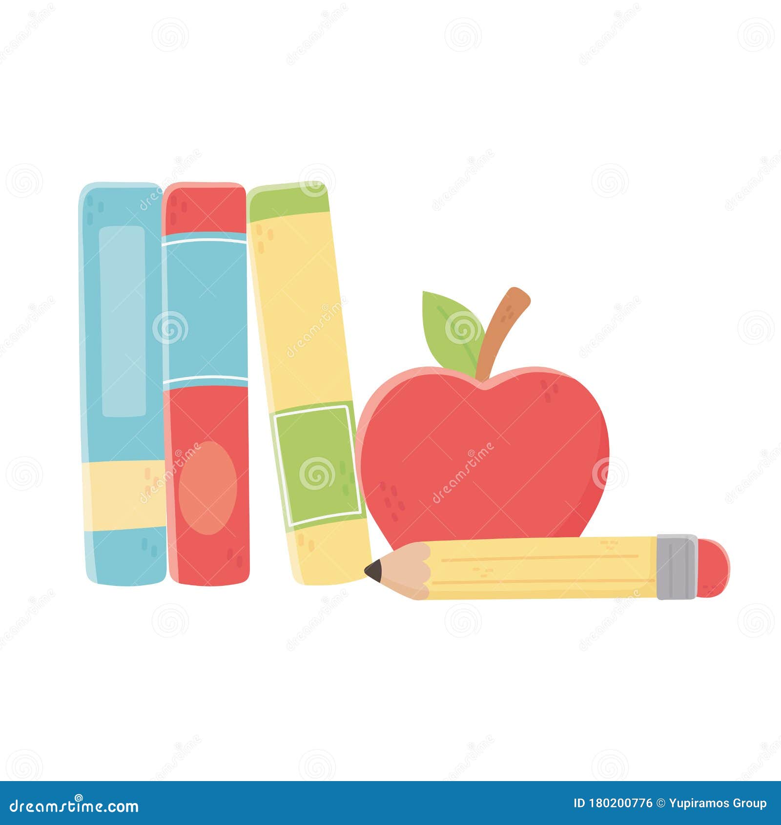 Isolated School Books Pencil and Apple Vector Design Stock Vector ...