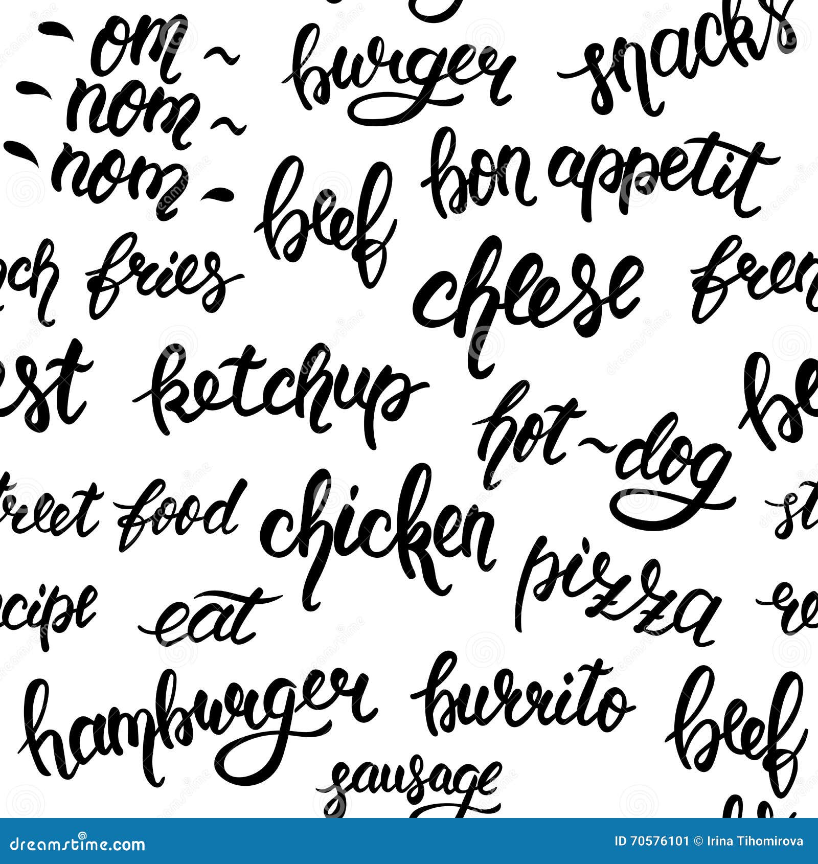 Isolated Seamless Pattern with Hand Lettering Set of Words for Fast ...