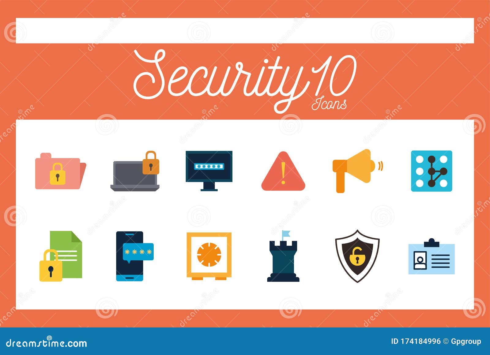 Isolated 10 Security Flat Style Icon Set Vector Design Stock Vector ...