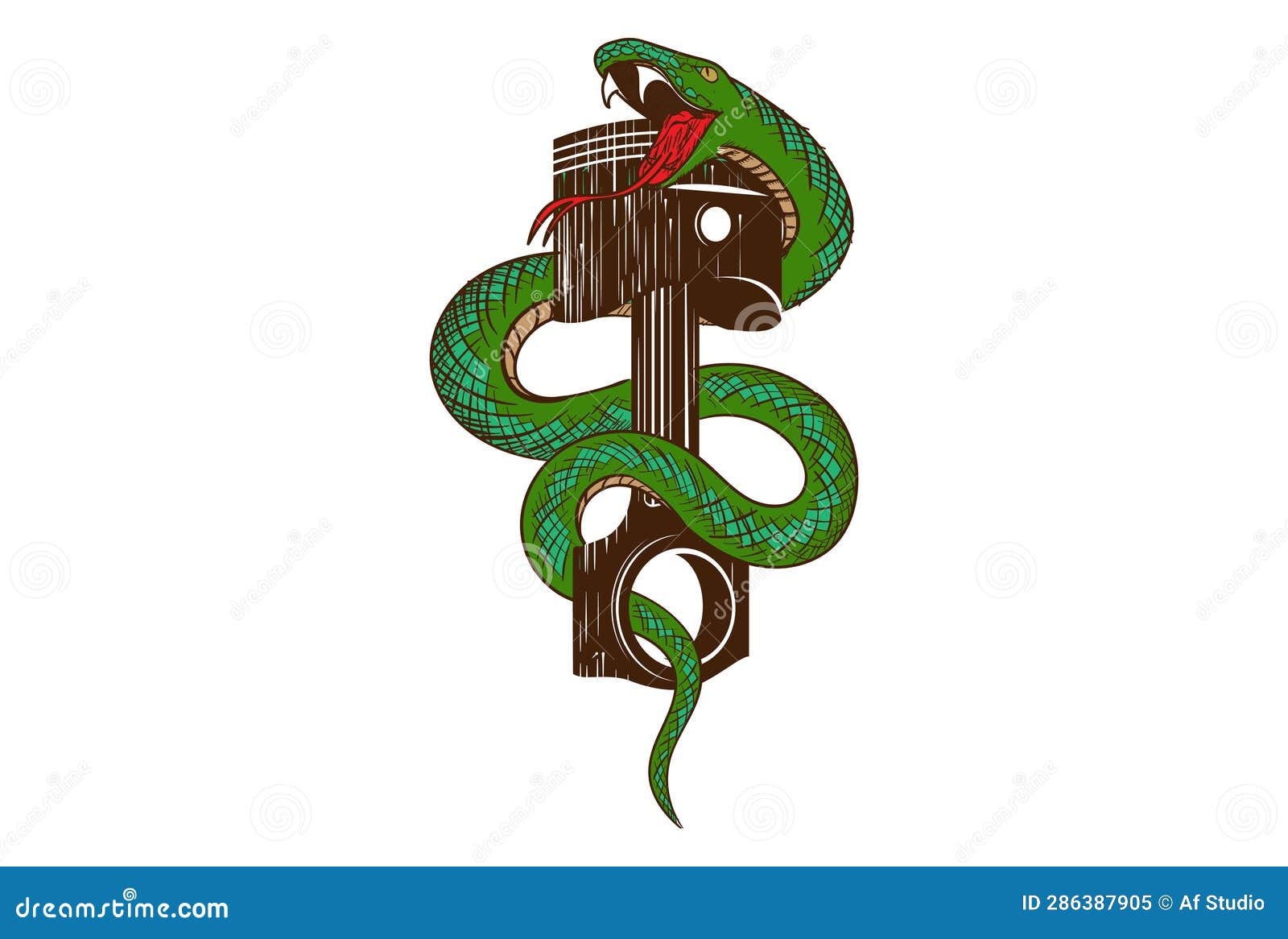 Isolated Serpent Snake with Piston for Biker Motorcycle Club ...
