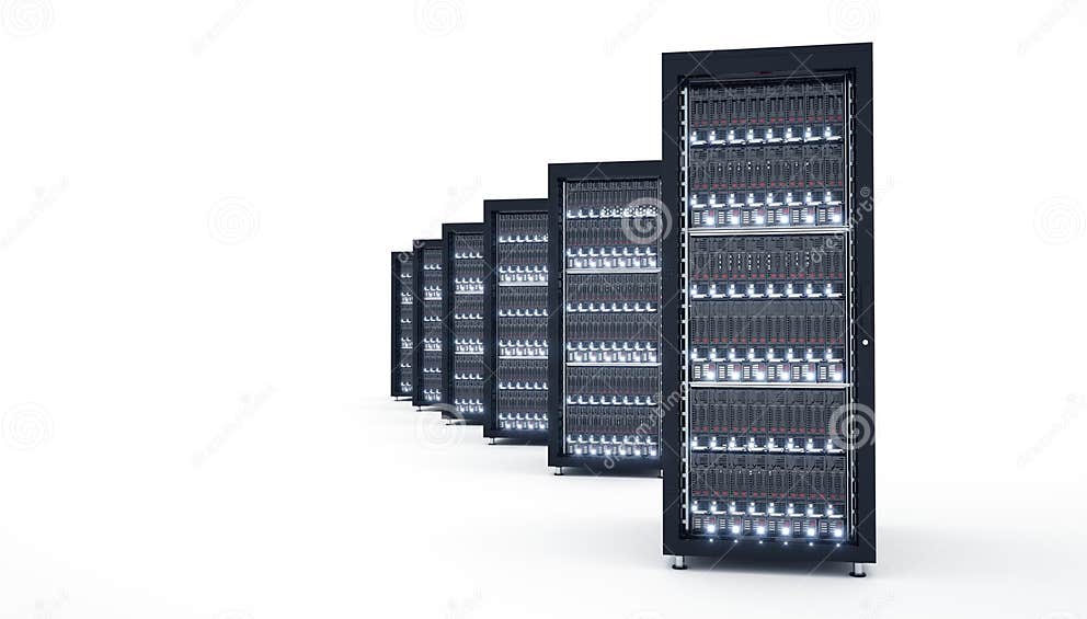 Isolated Servers in Datacenter. Cloud Computing Data Storage. Stock ...