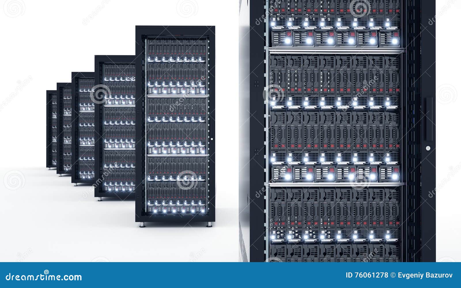 Isolated Servers in Datacenter. Cloud Computing Data Storage. 3d Stock ...
