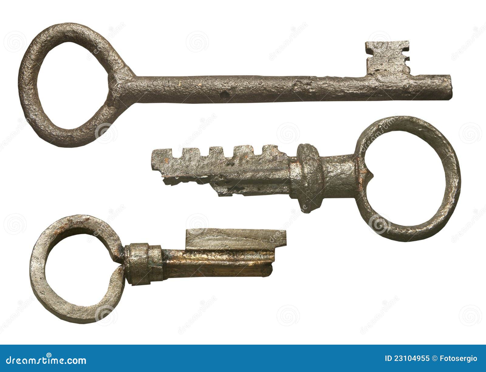 Isolated Set of Ancient Keys Stock Image - Image of ancient, fashioned ...