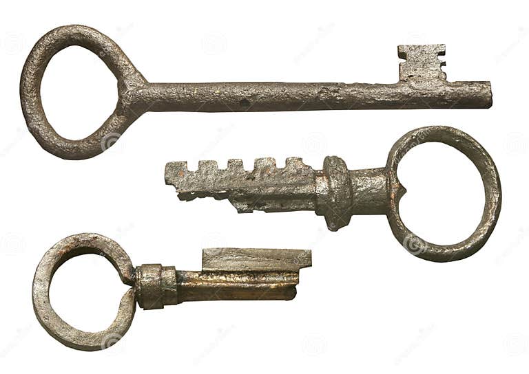 Isolated Set of Ancient Keys Stock Image - Image of ancient, fashioned ...