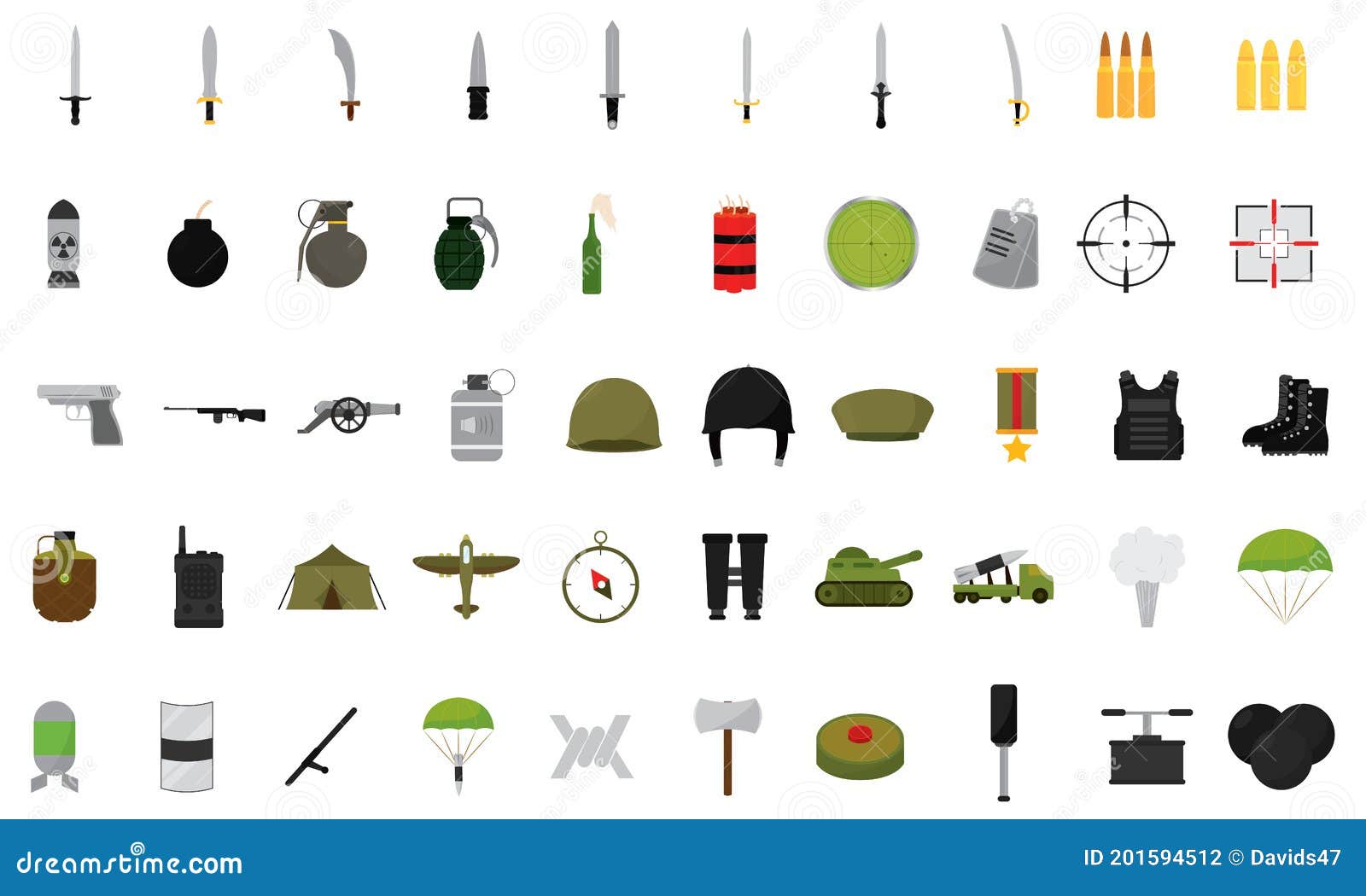 Isolated Set Objects War Icon Stock Vector - Illustration of horse ...