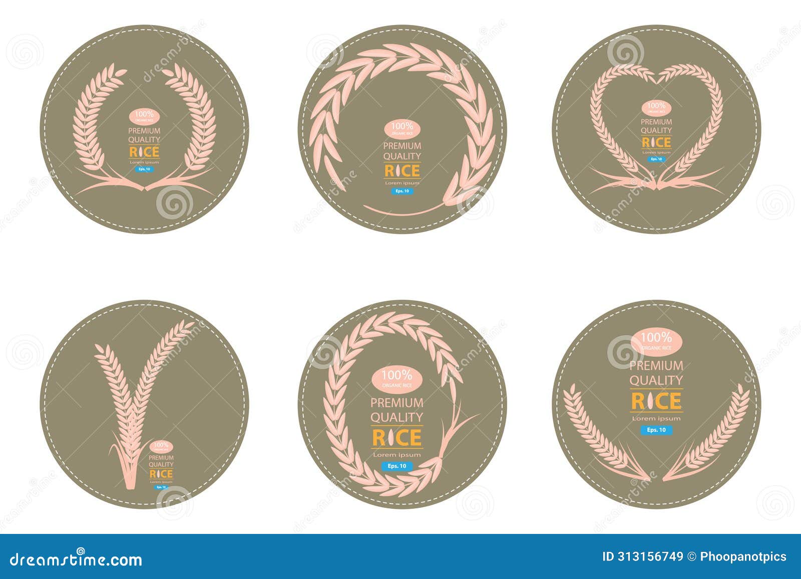 Isolated Set of Rice Plant Symbol on White Backround. Vector Design ...