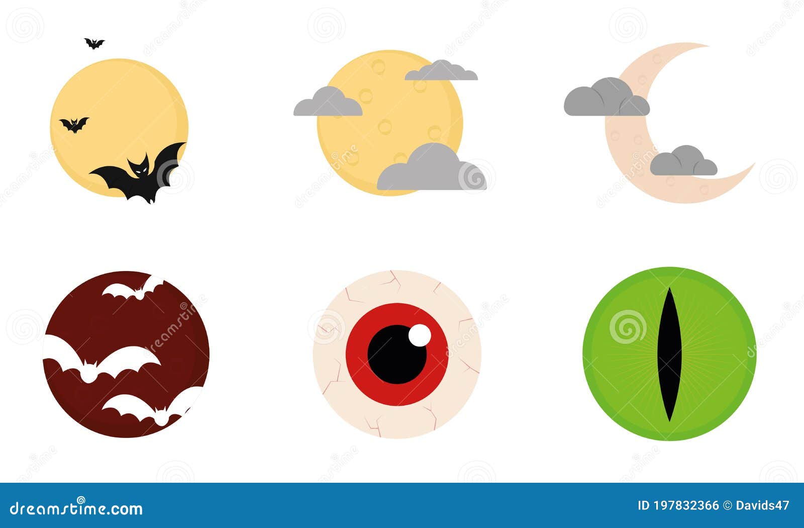 Isolated set scary objects stock vector. Illustration of creepy - 197832366