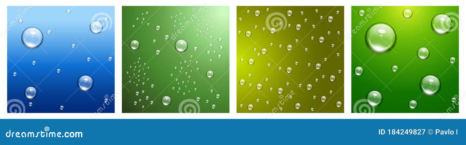 Isolated Set Transparent Clean Water Drop on Different Colorful ...