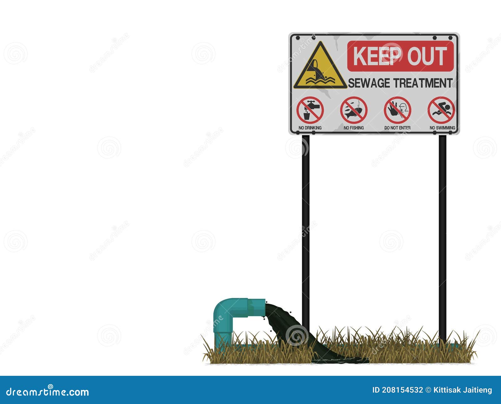 Caution Sewage Effluent Outfall Symbol Sign, Vector Illustration ...