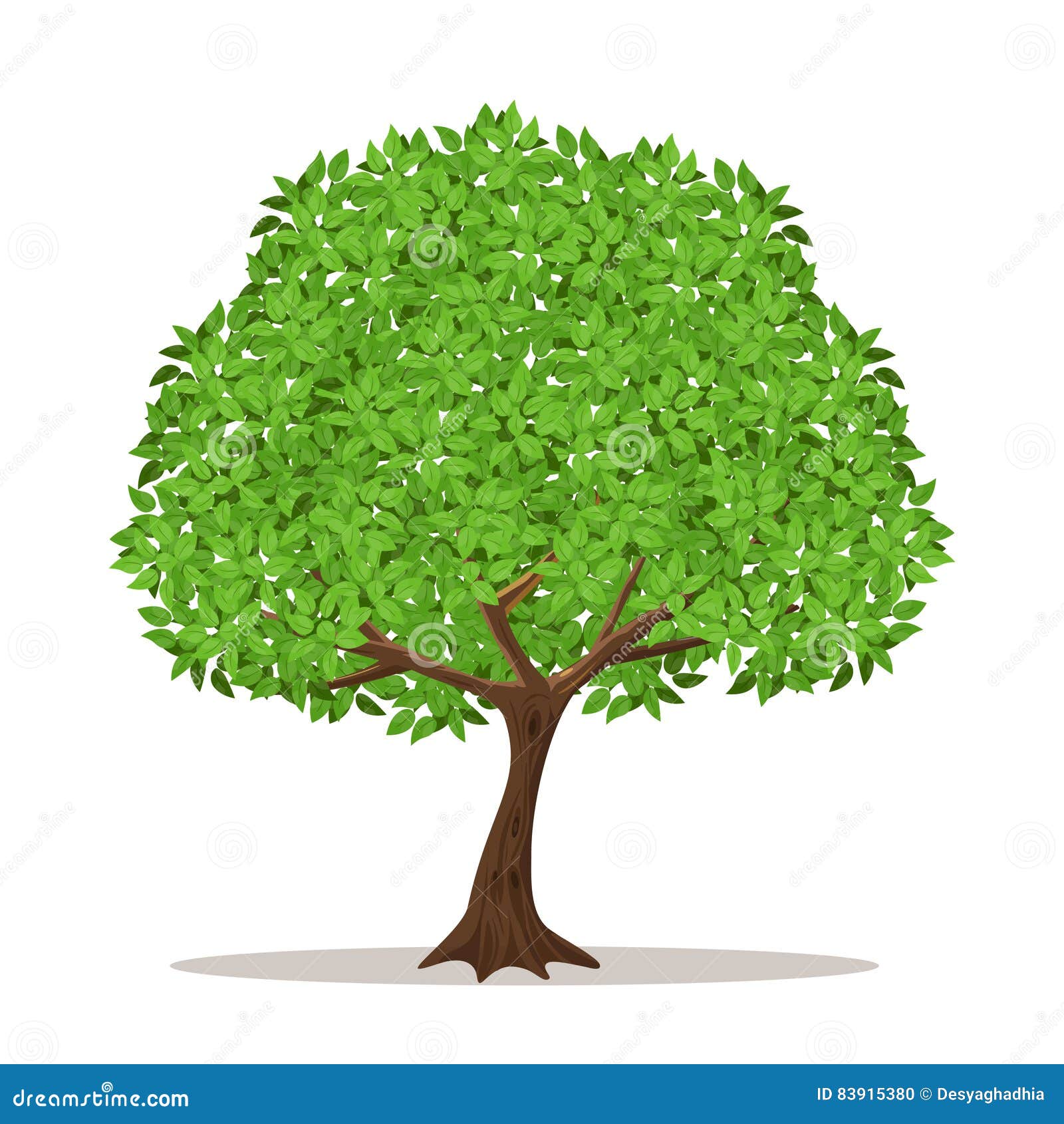 Isolated Shade Tree on White Background. Stock Vector - Illustration of ...