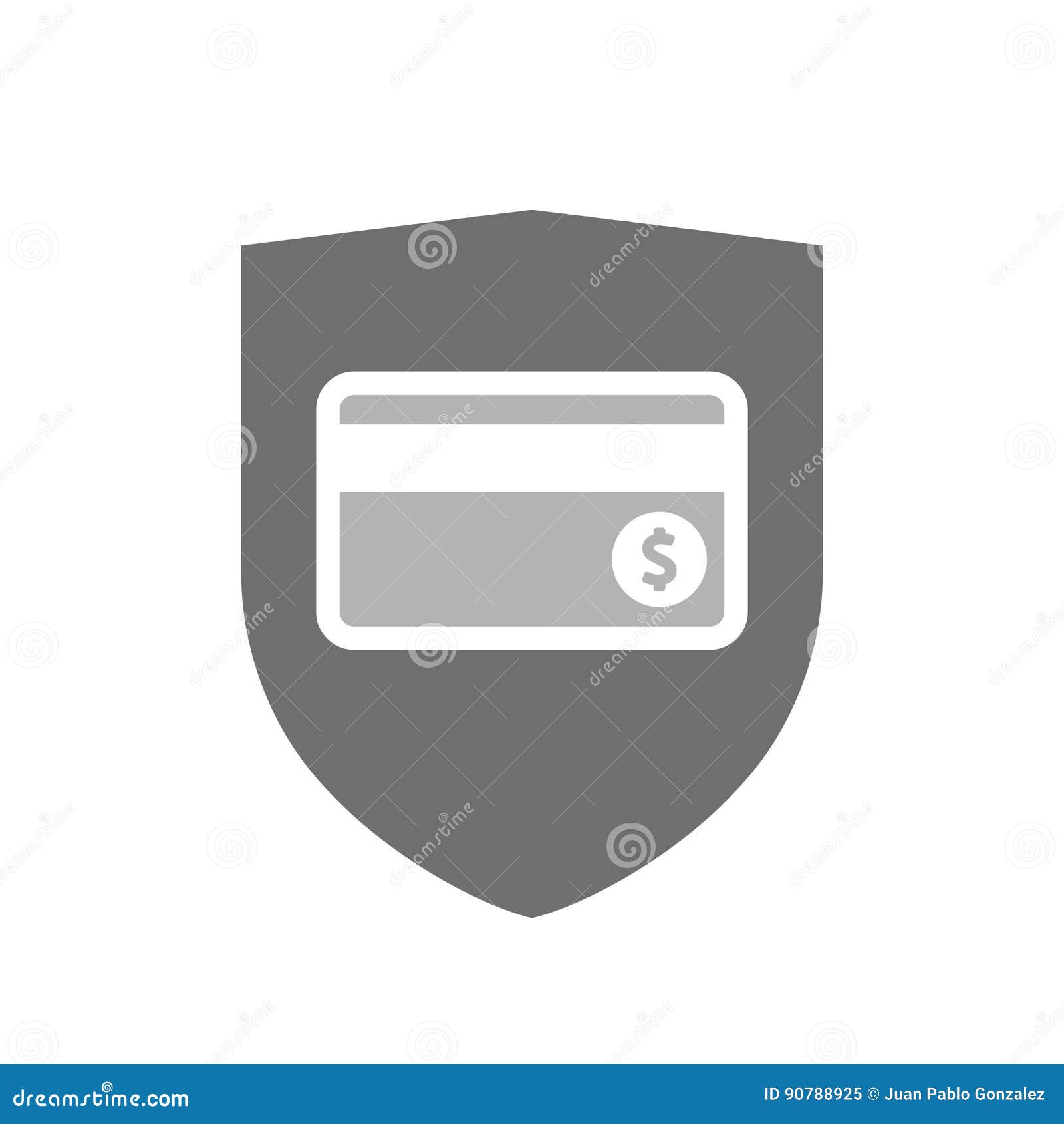Isolated Shield with a Credit Card Stock Illustration - Illustration of ...