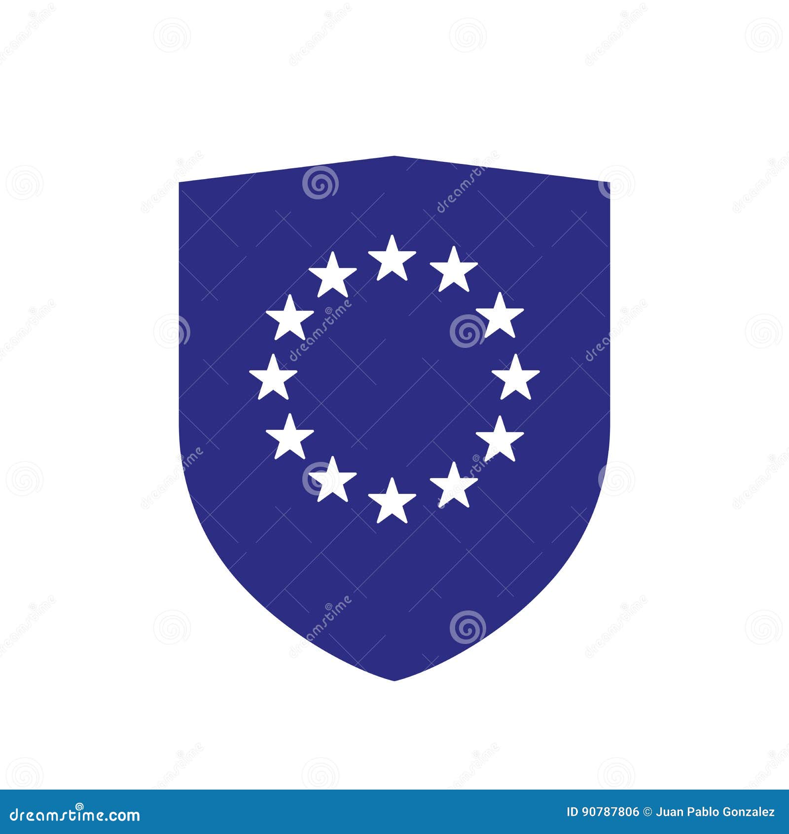 Isolated Shield with the EU Flag Stars Stock Illustration ...