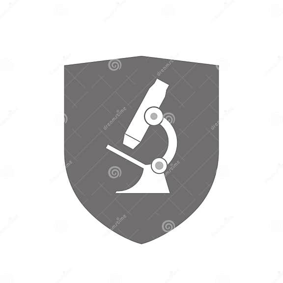 Isolated Shield with a Microscope Icon Stock Illustration ...