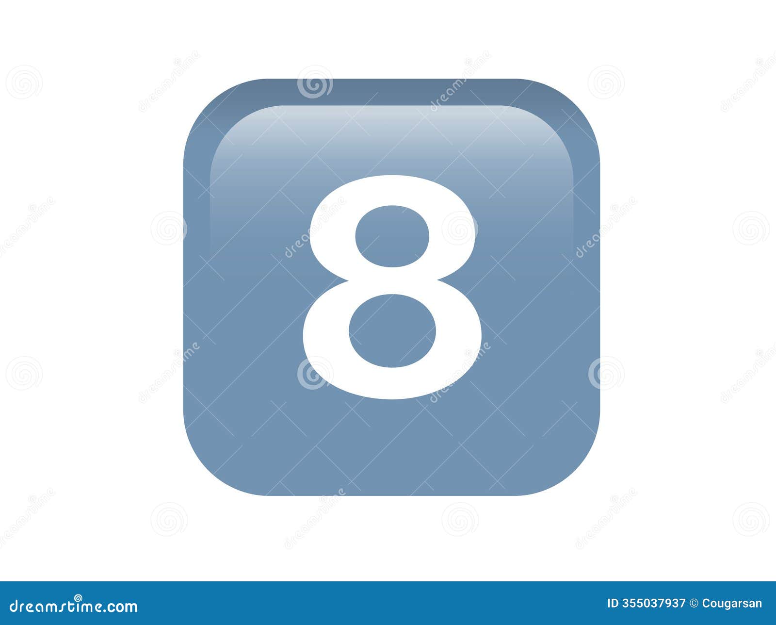 Shinny Gradient Blue Keycap White Digit Eight Icon Button Stock ...