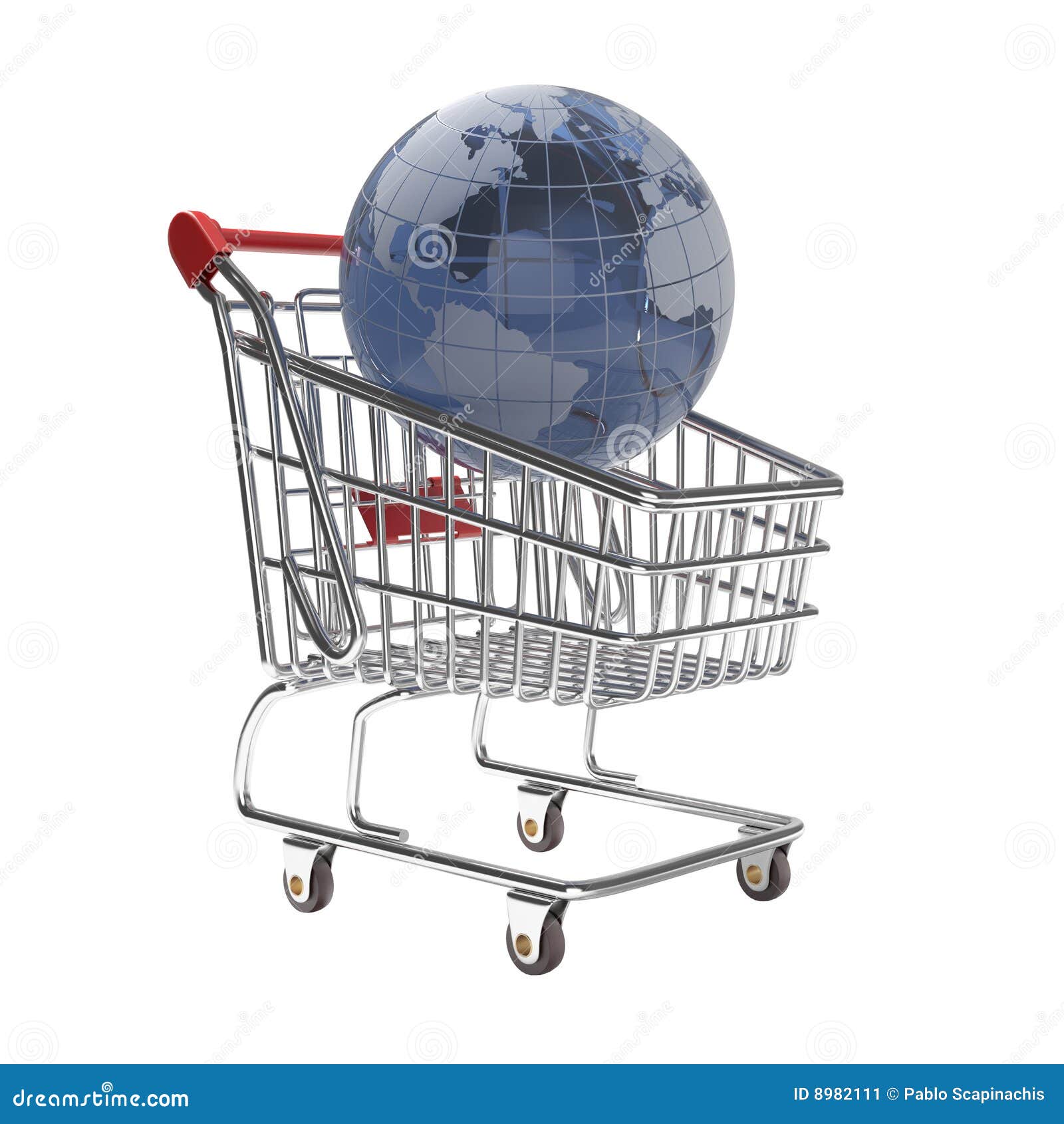 Isolated Shopping Cart with Glass Globe World Stock Image - Image of ...